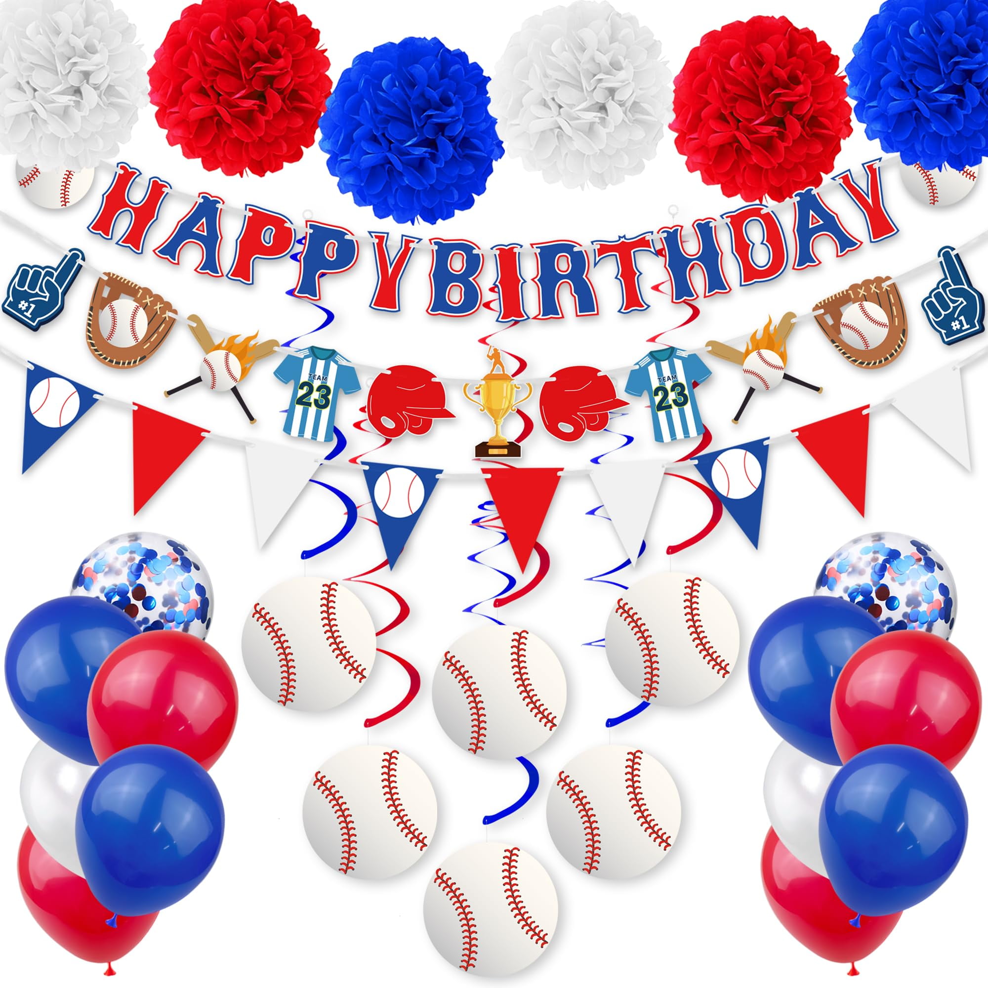 27pcs Baseball Party Decorations Baseball Party H2FSDdecorations banner ...