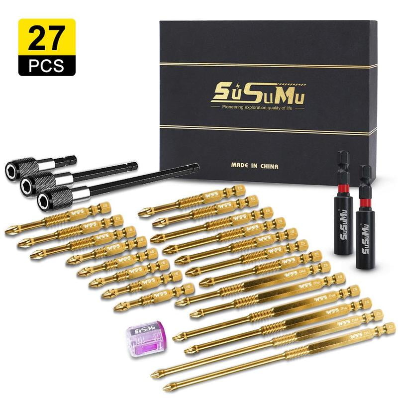 27pcs S2 Steel Magnetic Screwdriver Bit Set - Phillips Drill Bits for ...