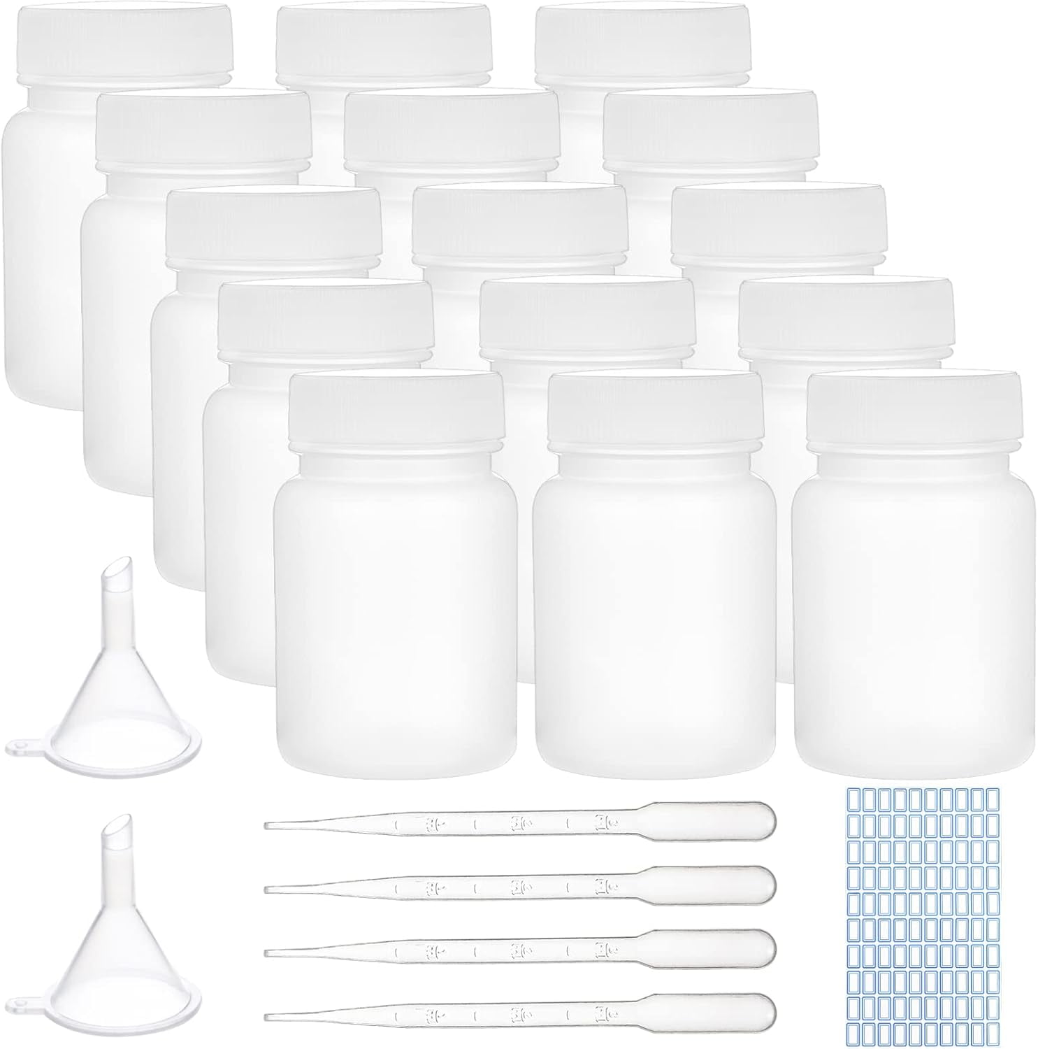 27pcs Wide Mouth Plastic Bottles with Caps 50ml Reagent Bottle with ...