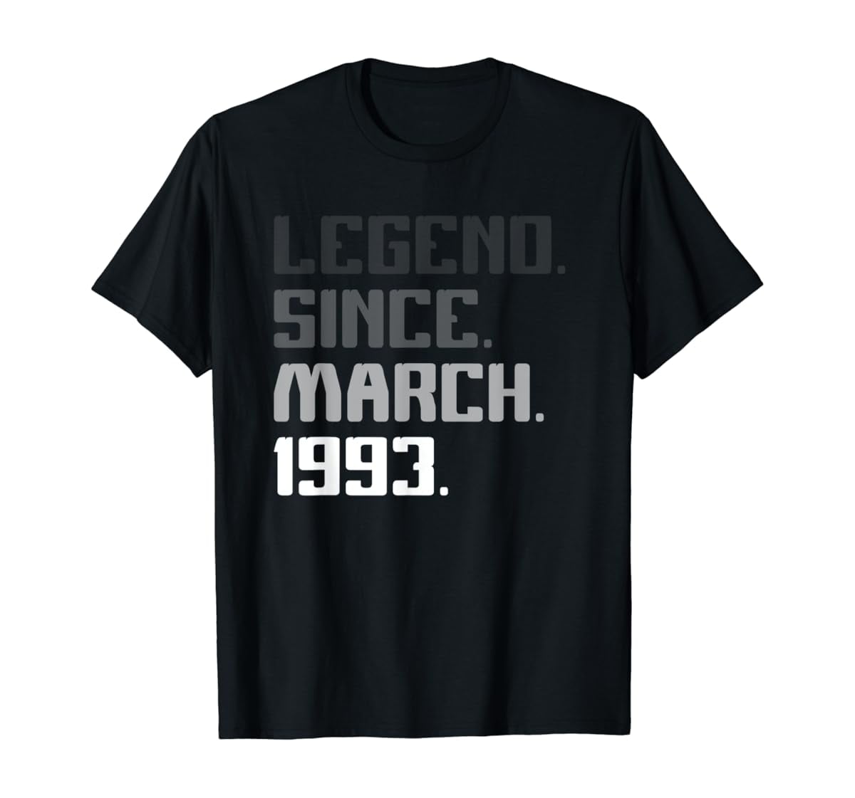 27th Birthday Gifts 27 Years Old Legend Since March 1993 T-Shirt ...