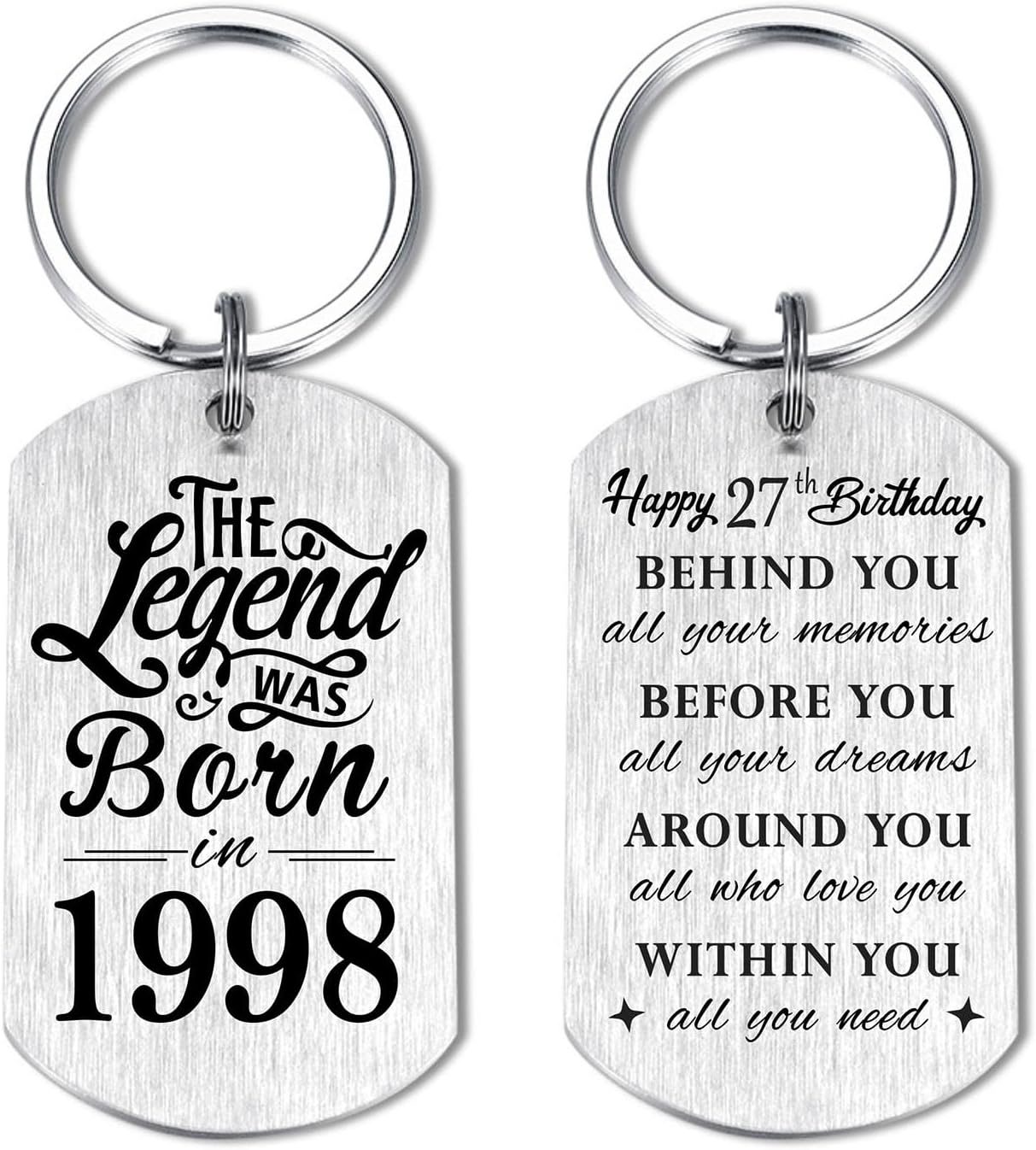27th Birthday Gifts for Him Men 1998, Happy 27th Birthday Keychain, 27 ...