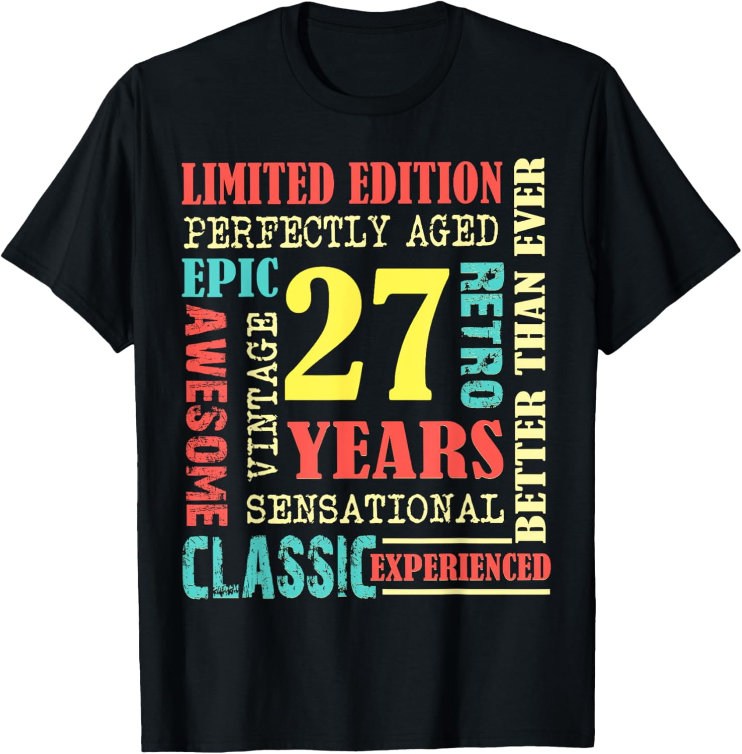 27th Birthday Tee Vintage Awesome Epic Retro 27 Years Old T-ShirtMen ...
