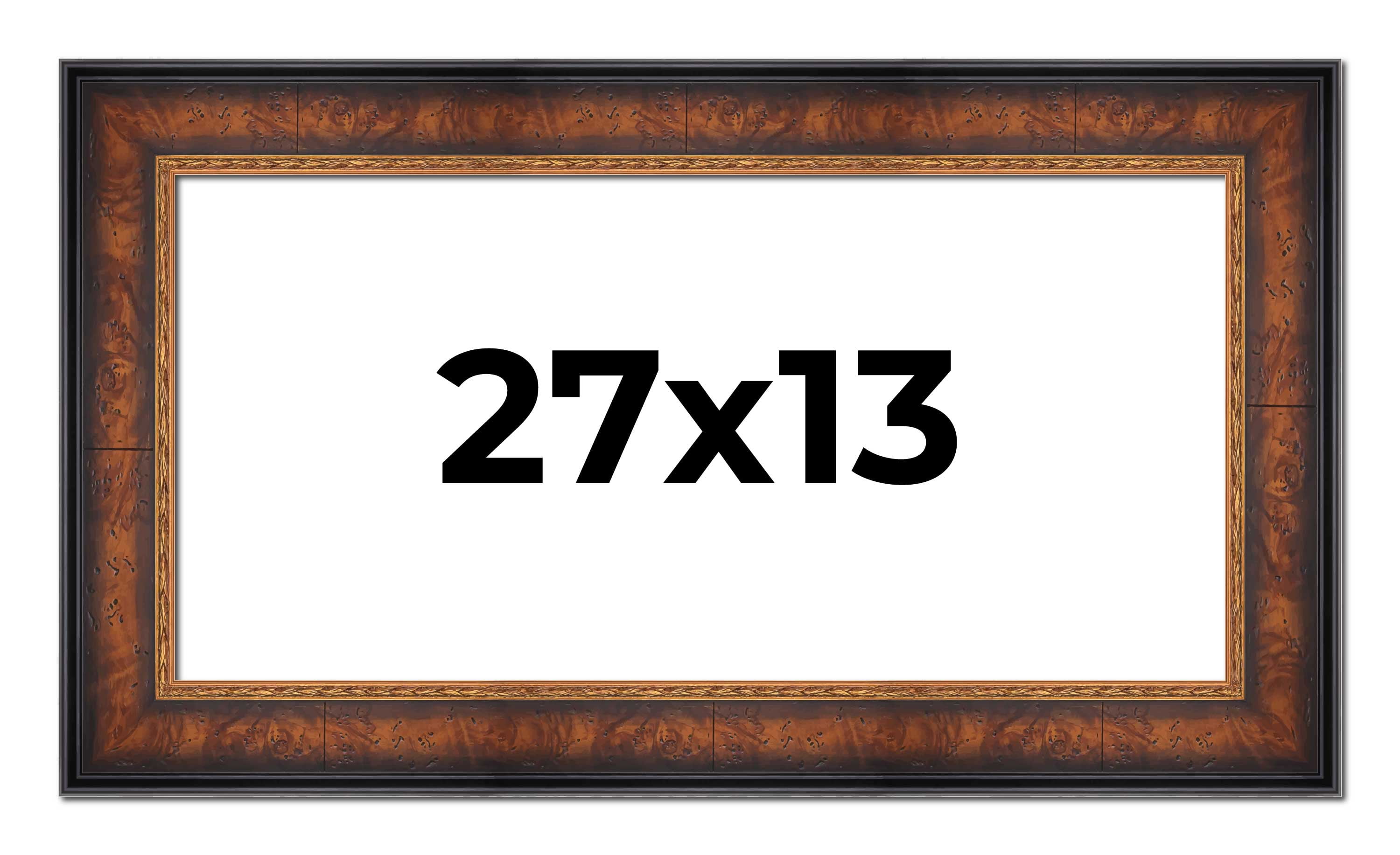 27x13 Frame Brown Walnut Gold Ornate Trim Solid Wood Plein Air Picture ...