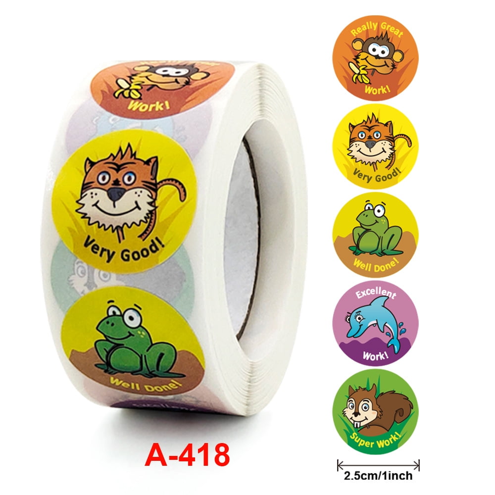 1000 Incentive Stickers Adorable Round Animal Encouraging Stickers ...