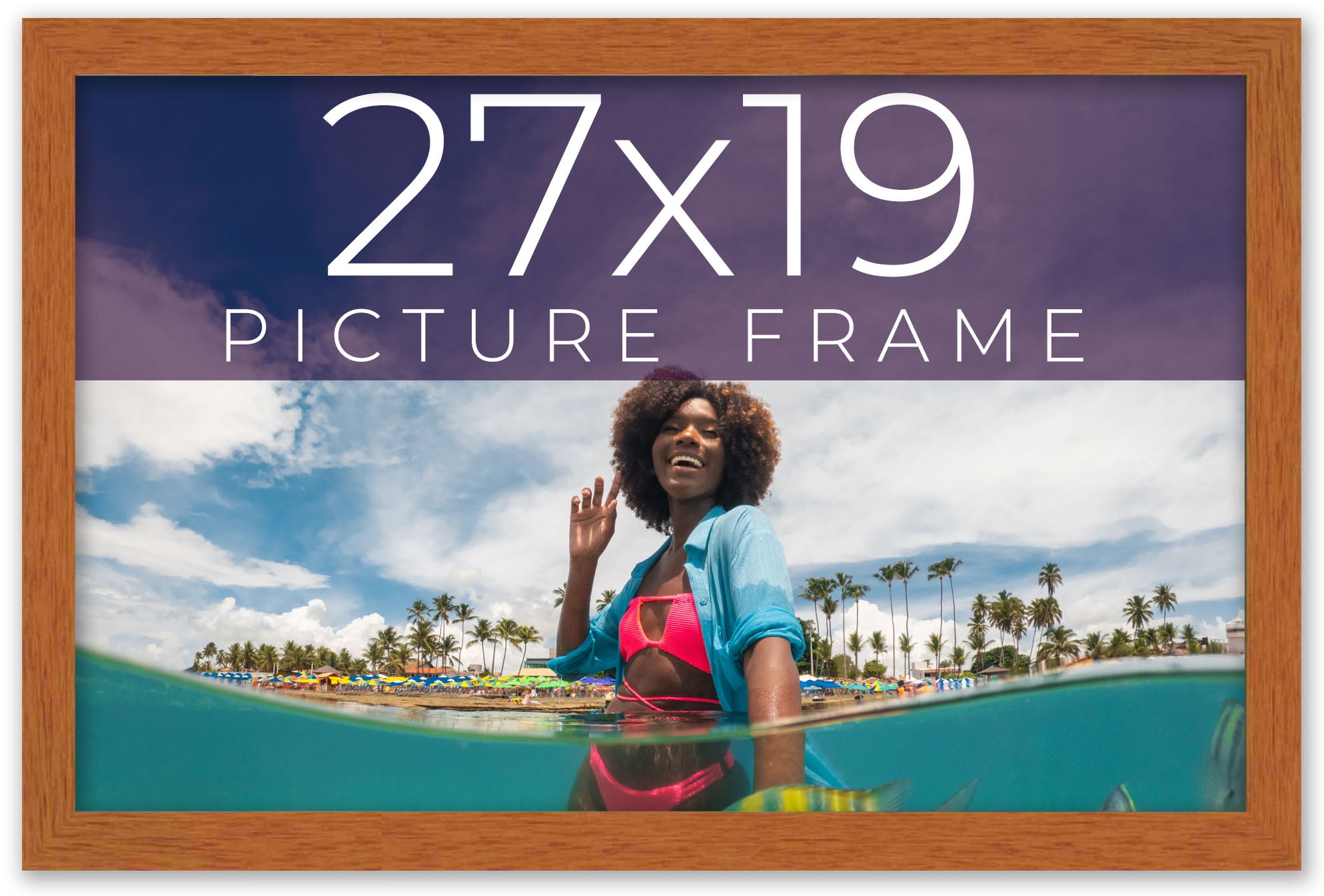 27x19 Honey Brown Real Wood Picture Frame Width 0.75 inches | Interior ...