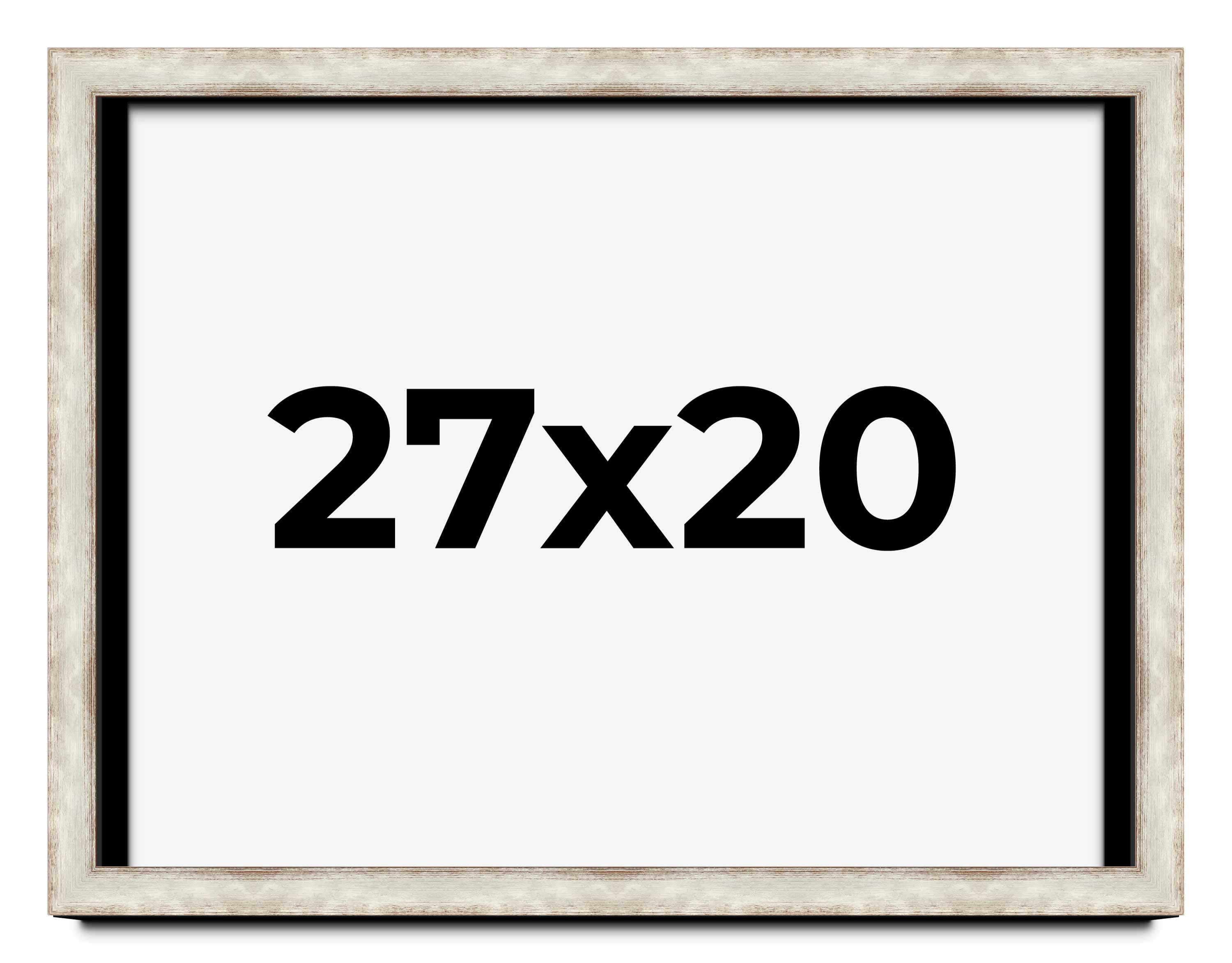 27x20 Shadow Box Frame Silver | 1.625 Inches Deep Real Wood ...