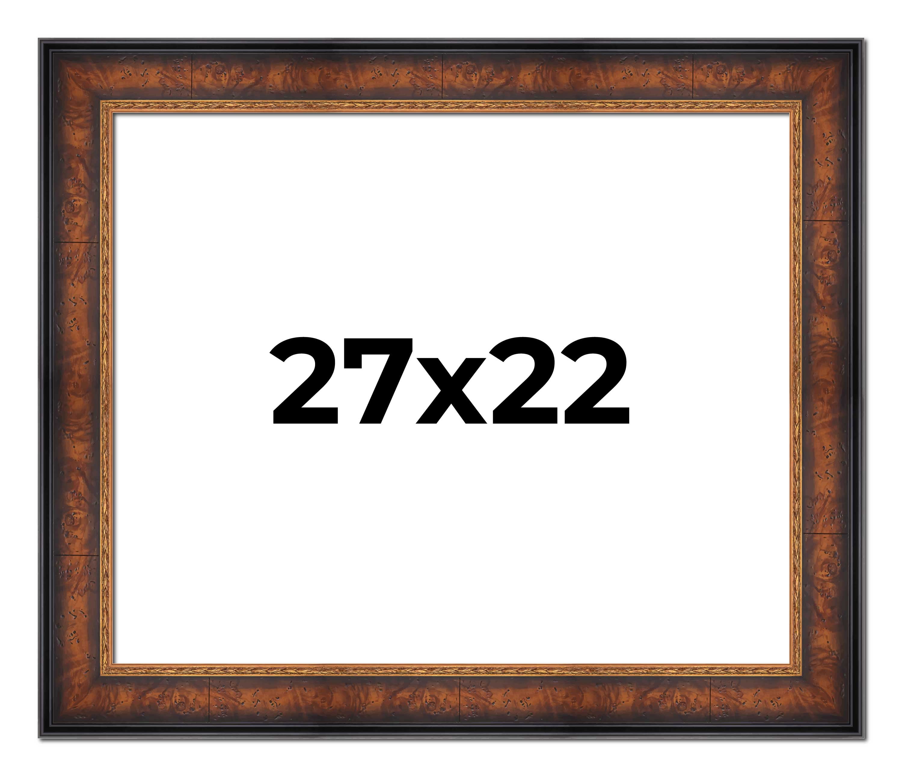 27x22 Frame Brown Walnut Gold Ornate Trim Solid Wood Plein Air Picture ...