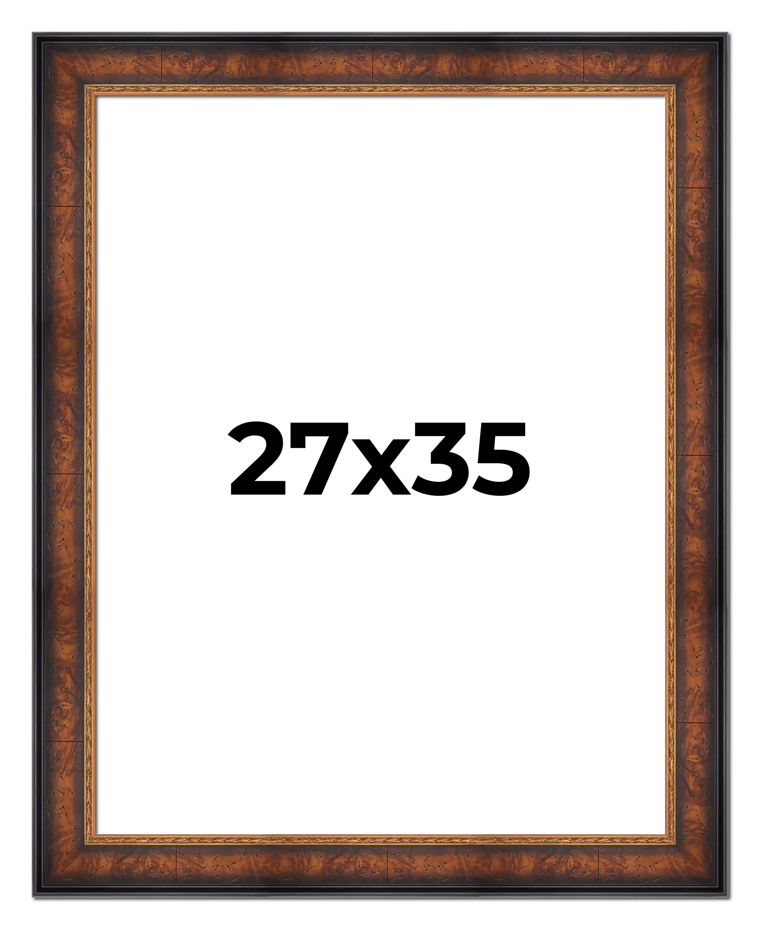 27x35 Frame Brown Walnut Gold Ornate Trim Solid Wood Plein Air Picture ...