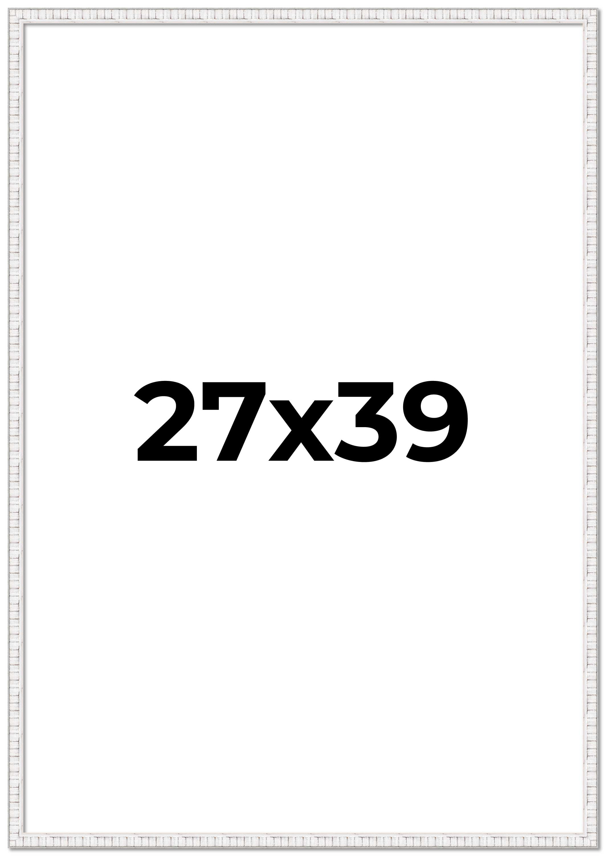 27x39 Frame White Scuffed Rustic Solid Wood Picture Frame | 0.75 Inch ...