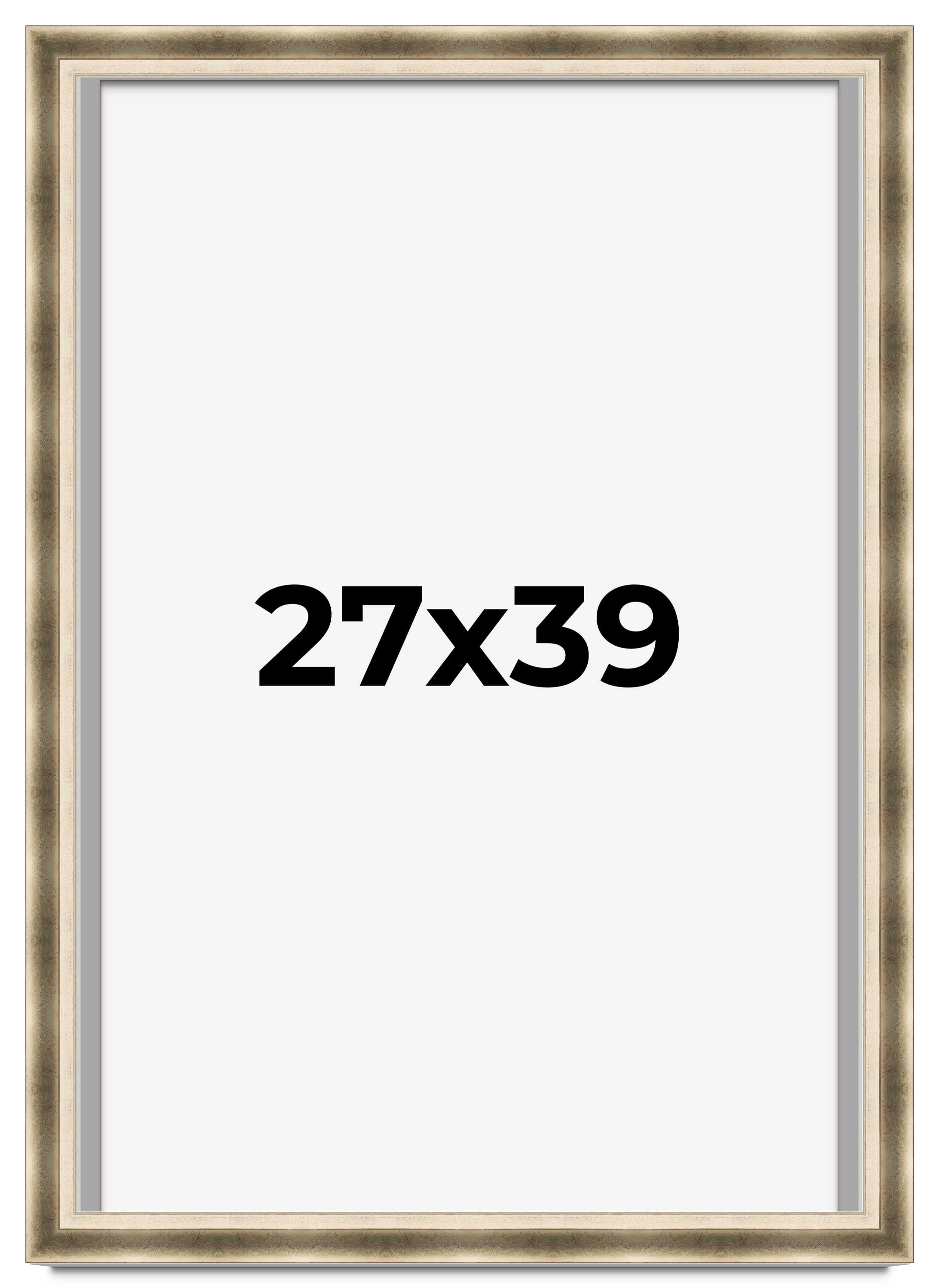27x39 Shadow Box Frame Silver | 1.75 inches Deep Real Wood Traditional ...