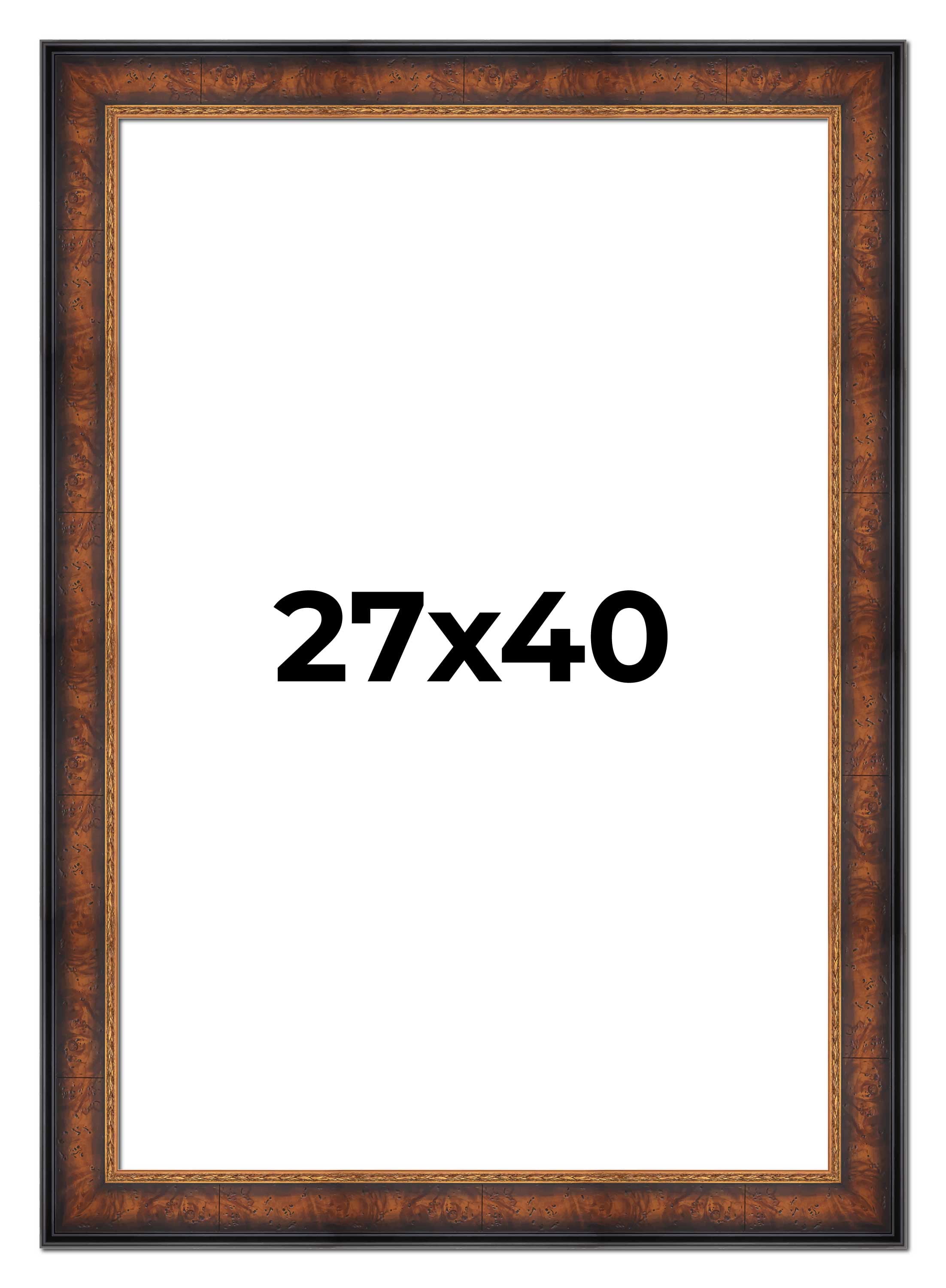 27x40 Frame Brown Walnut Gold Ornate Trim Solid Wood Plein Air Picture ...