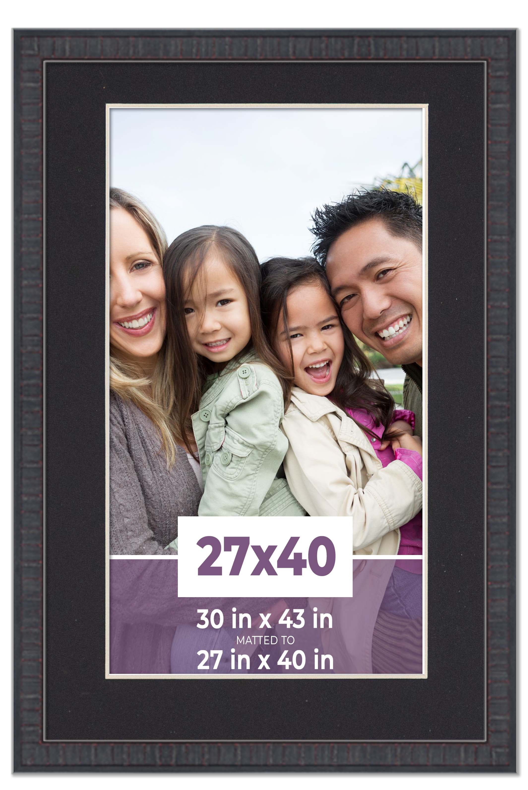 27x40 Frame Mahogany With Black Picture Mat For 27x40 Photo - Mahogany ...