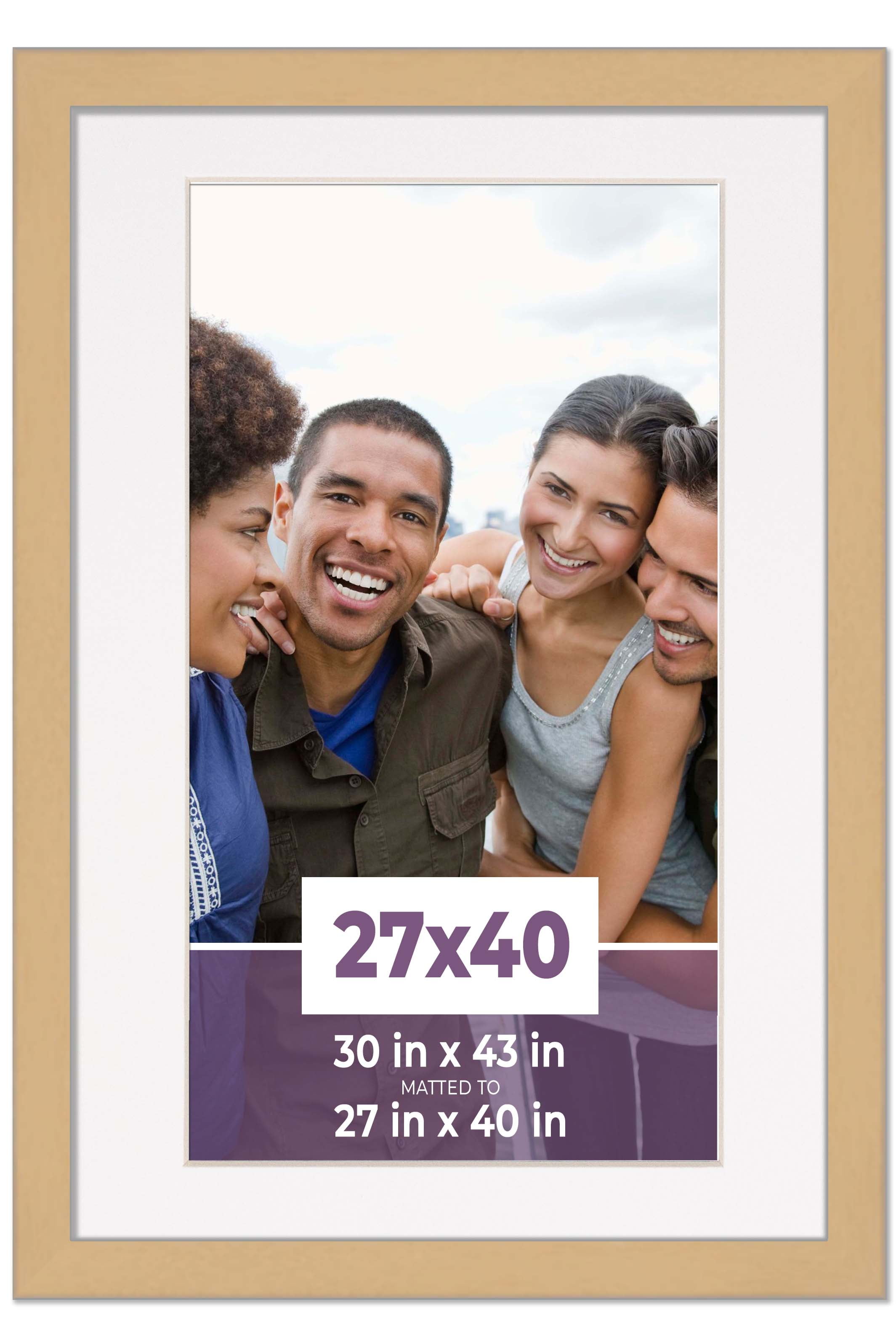 27x40 Frame Natural With White Picture Mat For 27x40 Photo - Natural ...
