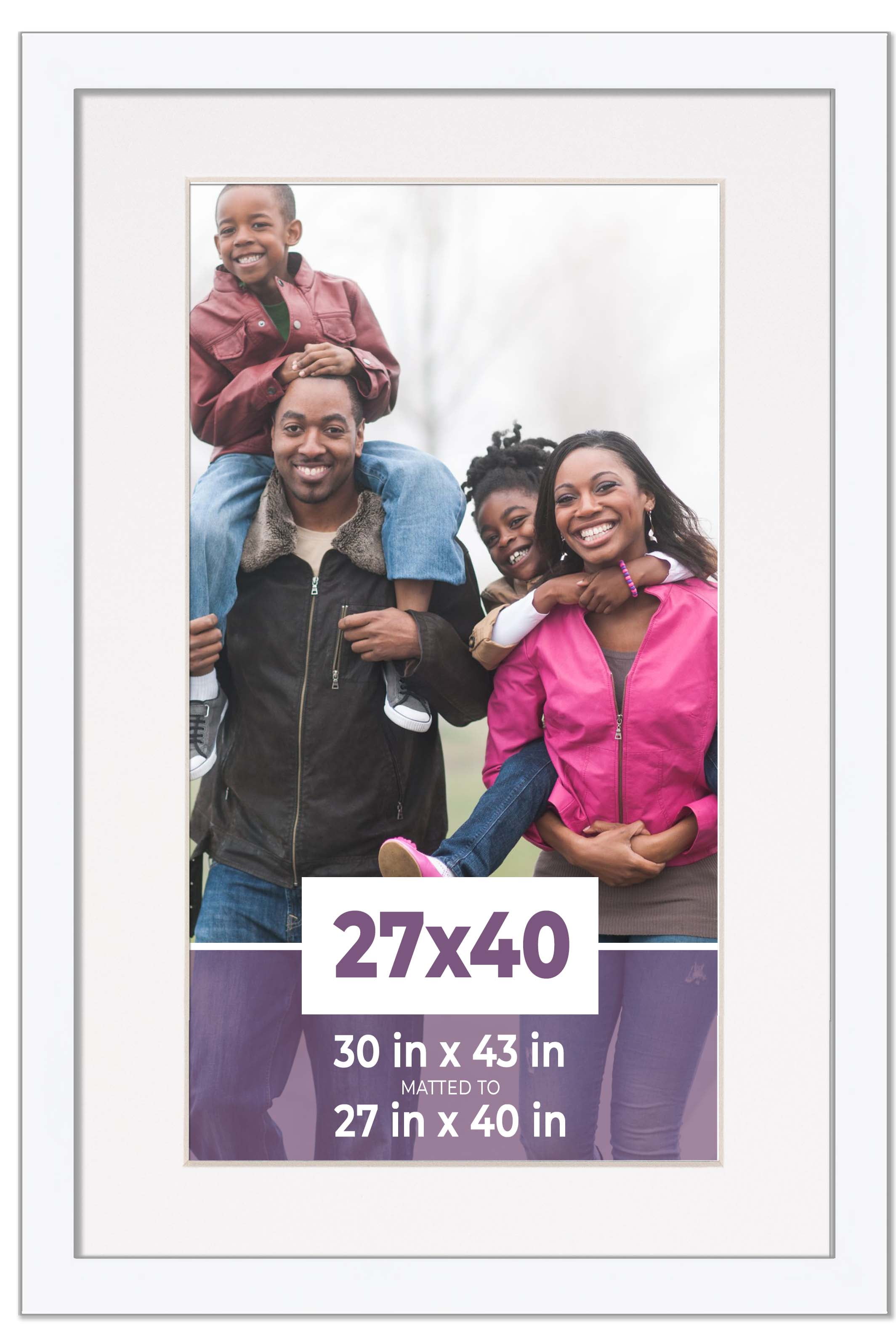 27x40 Frame White With White Picture Mat For 27x40 Photo - White 30x43 ...