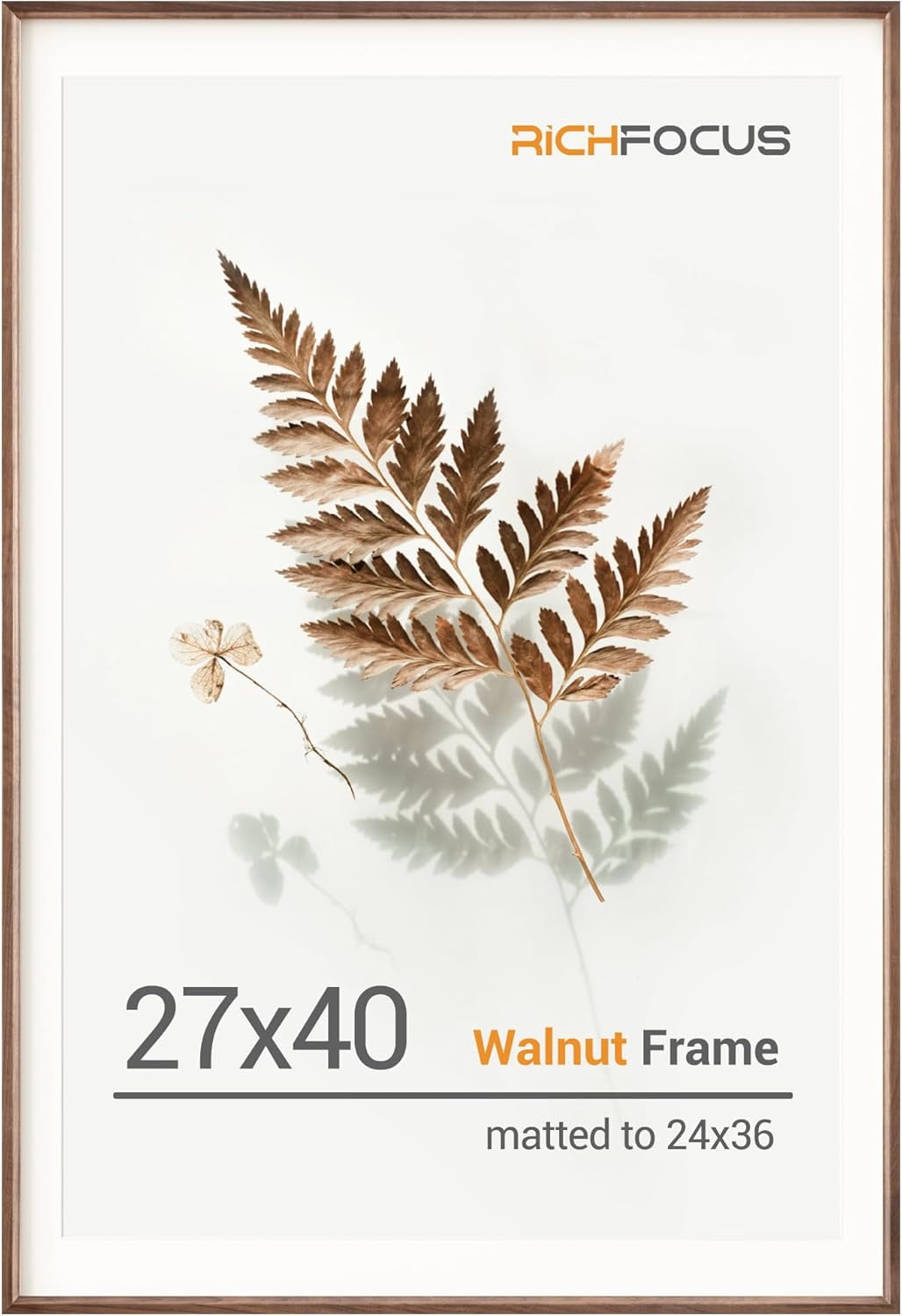 27x40 Poster Frame Matted To 24x36 Photo USA-Sourced Natural Walnut ...