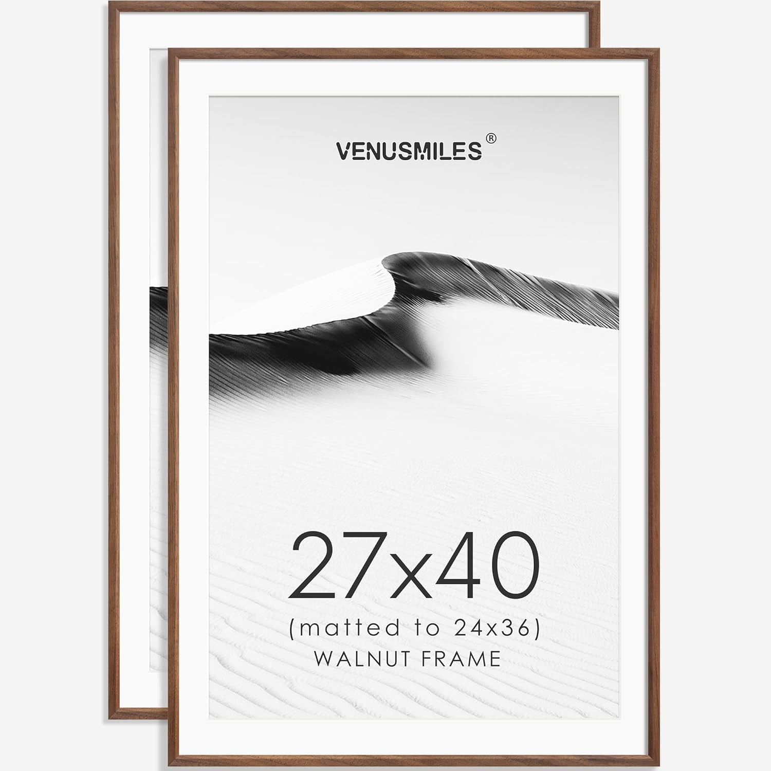 27x40 Poster Frame Set of 2 Natural Solid Walnut Photo Frames with ...