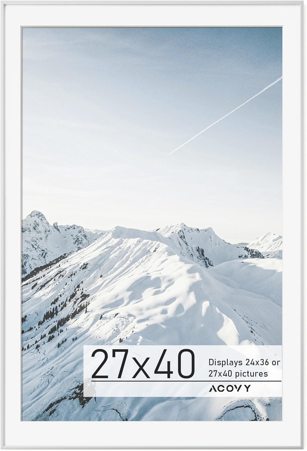 27x40 Poster Frame with Mat for 24x36, Premium Aluminum Picture Frame ...