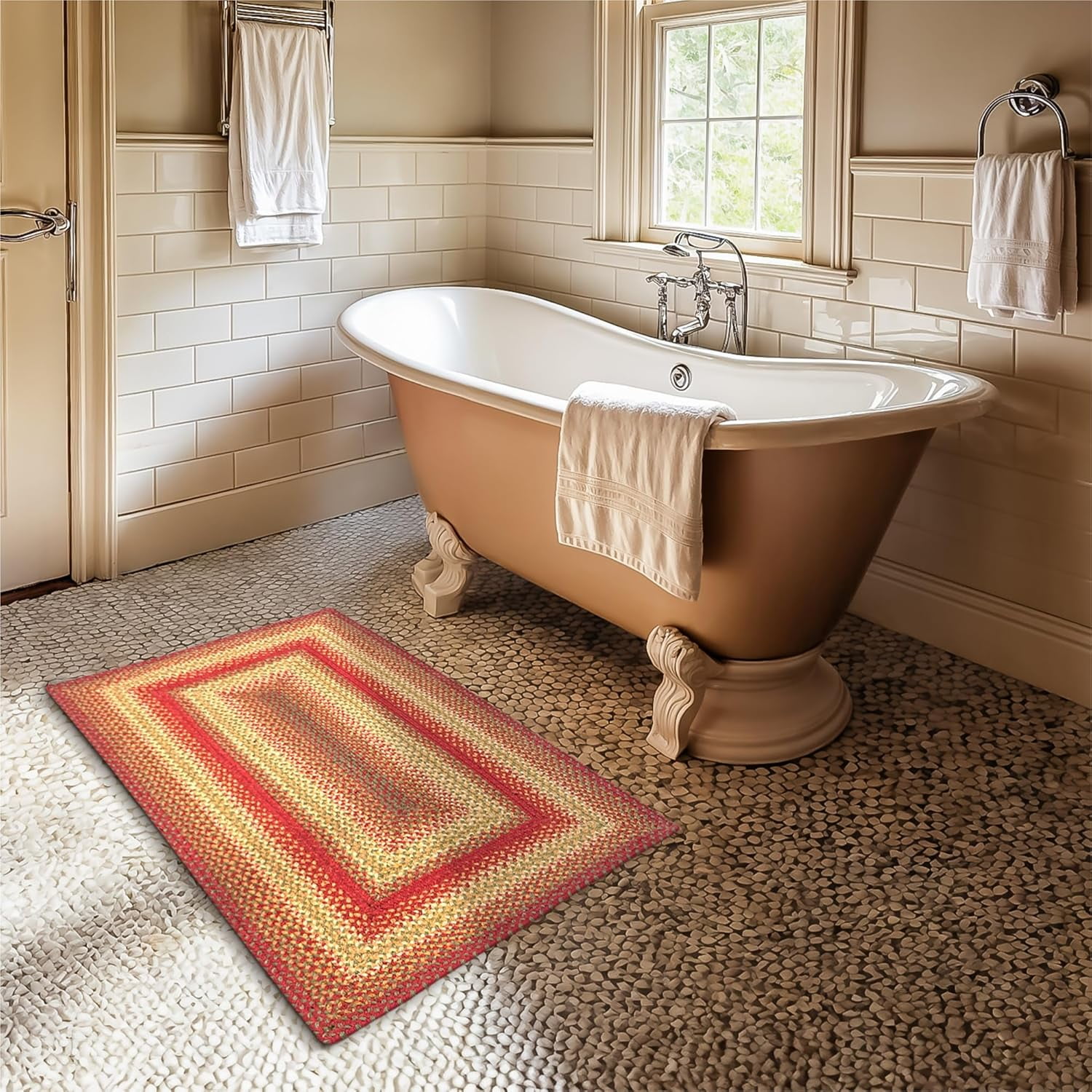 27x45” Red Rect. Braided Rug. Barn Red Jute Rug. Uses- Entryway Rugs ...