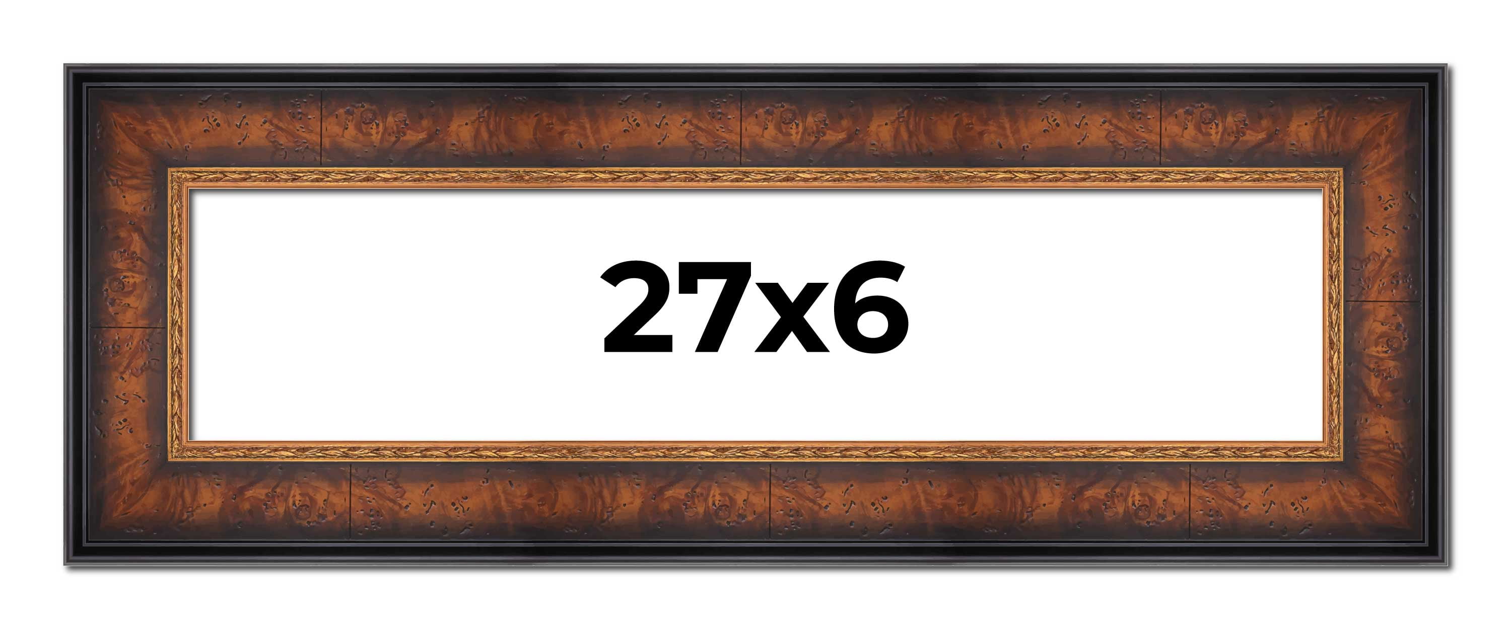 27x6 Frame Brown Walnut Gold Ornate Trim Solid Wood Plein Air Picture ...