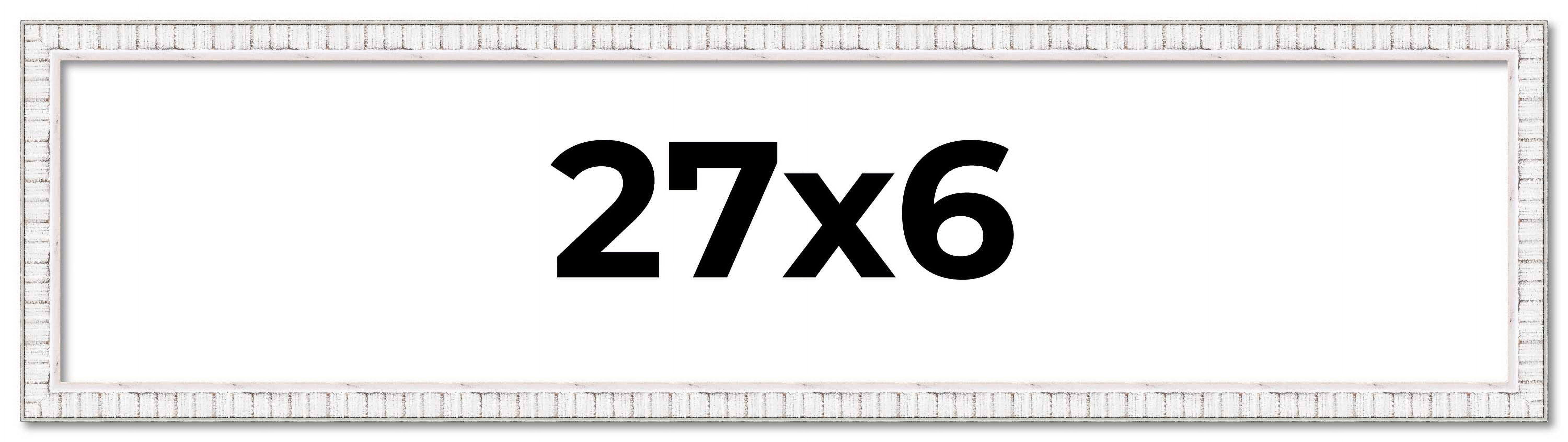 27x6 Frame White Scuffed Rustic Solid Wood Picture Frame | 0.75 Inch ...
