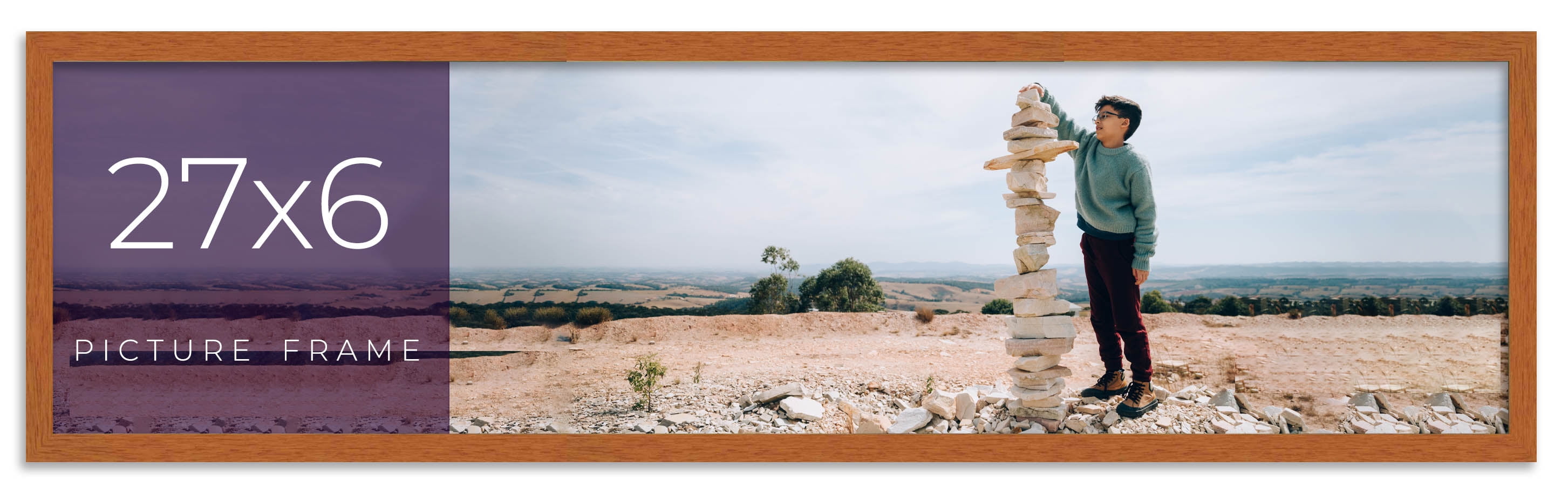 27x6 Honey Brown Real Wood Picture Frame Width 0.75 inches | Interior ...