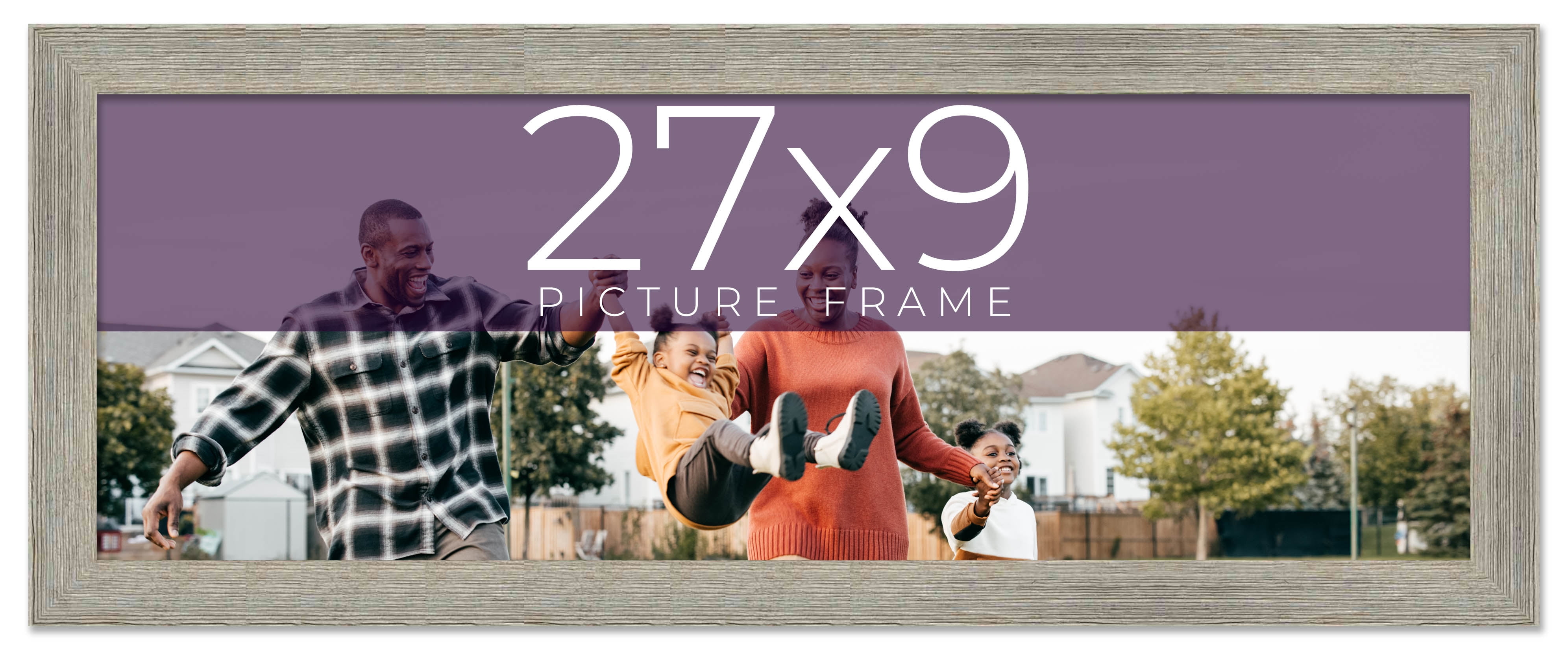 27x9 Frame Grey Real Wood Picture Frame Width 1.5 Inches | Interior ...