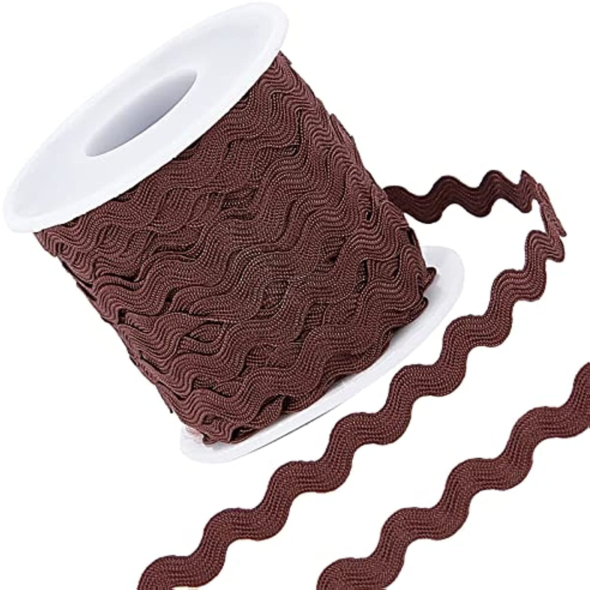 27yard Dark Coffee Polyester Rick Rack Wave Bending Fringe Trim Woven ...