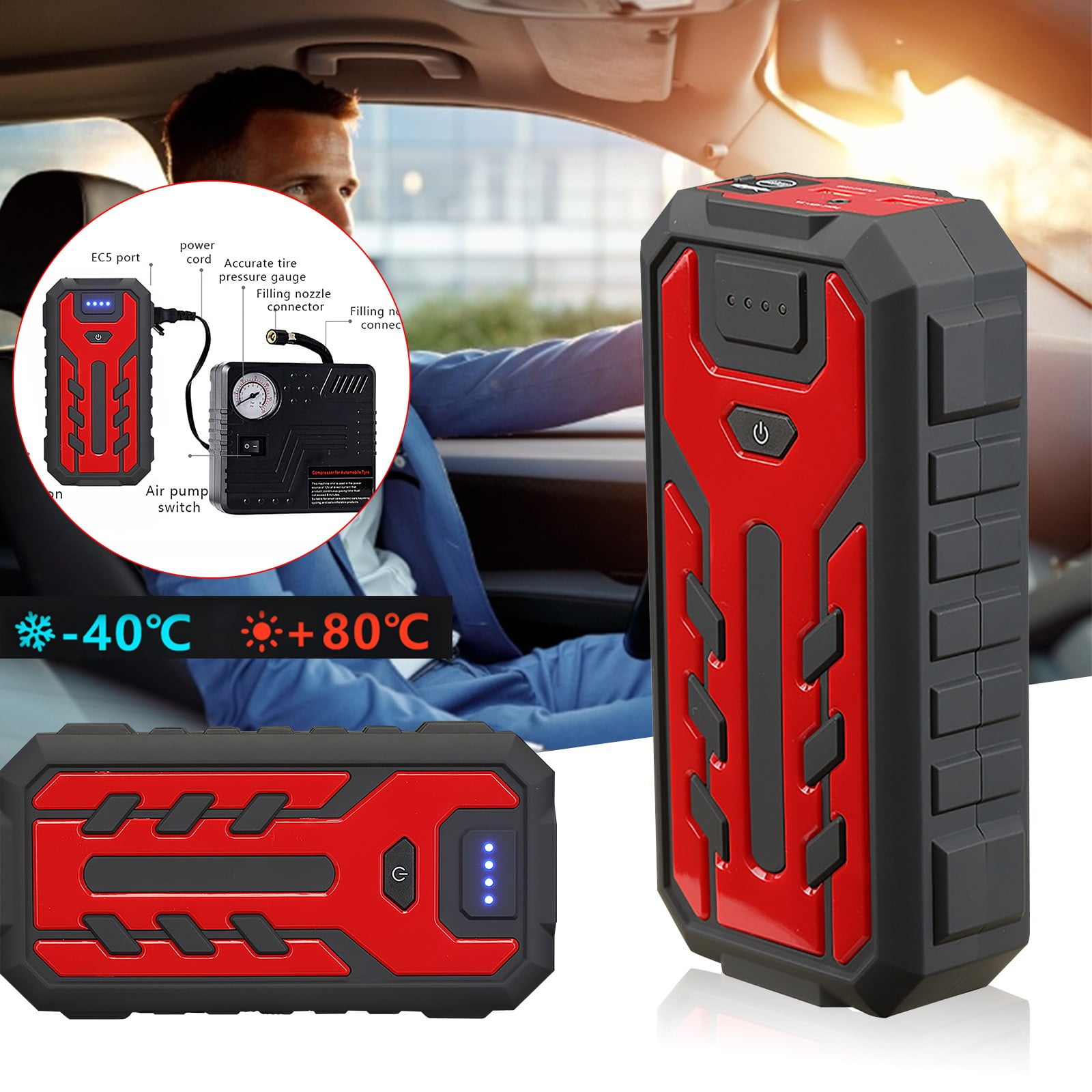 28,000mAh Car Jump Starter for Trucks & SUVs, Quick Charge 3.0 Portable ...