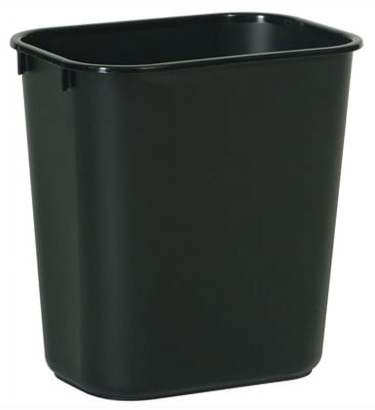 28-1/8 QT Black Rectangular Wastebasket Rolled Rims Add Strength ...