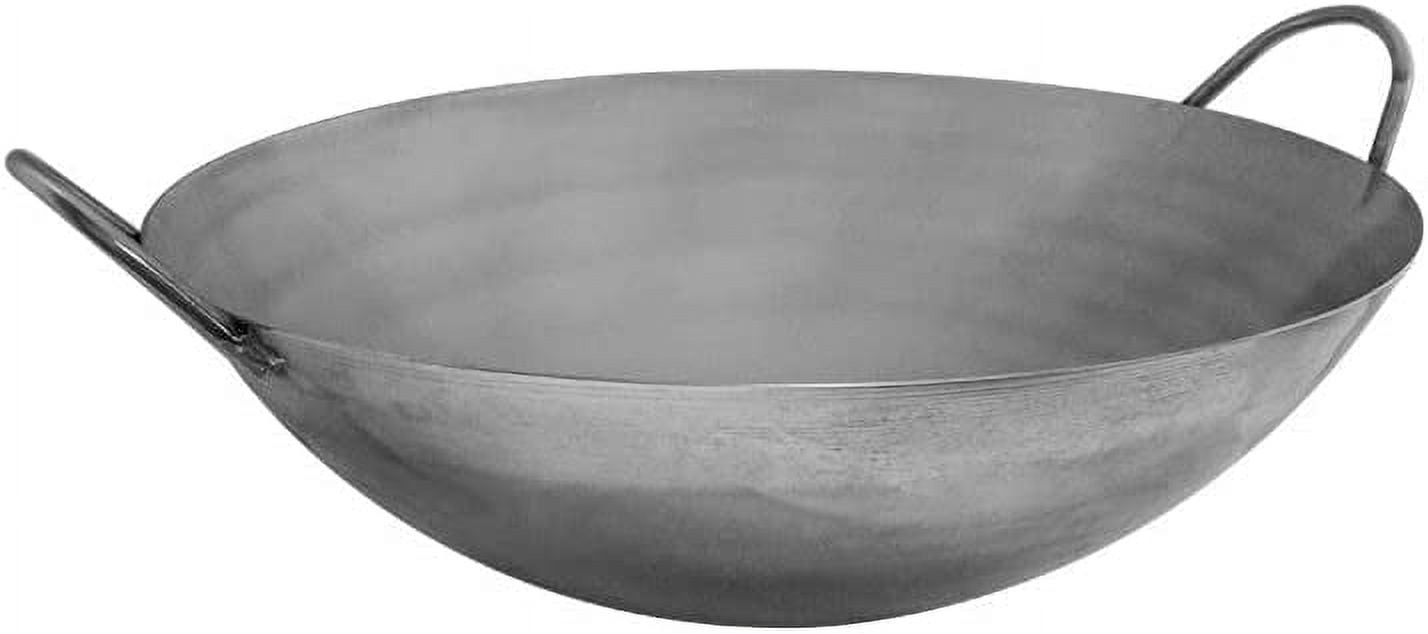28-3/8" Carbon Steel Chinese Cantonese Style Wok Pan Frying Pan, Two ...