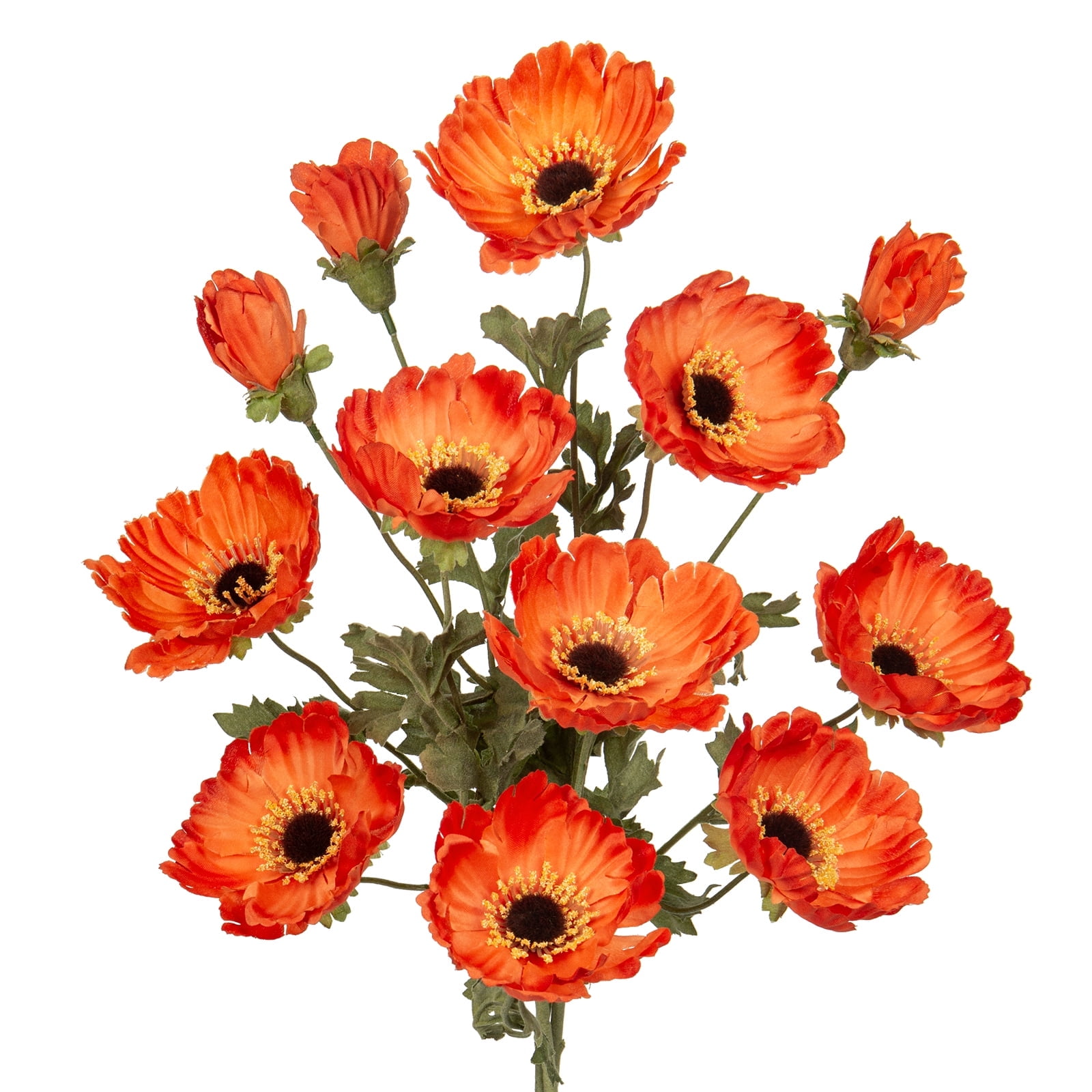 28.3" Orange Artificial Poppy Flowers 3Pcs Silk Fake Poppy Flowers Real ...