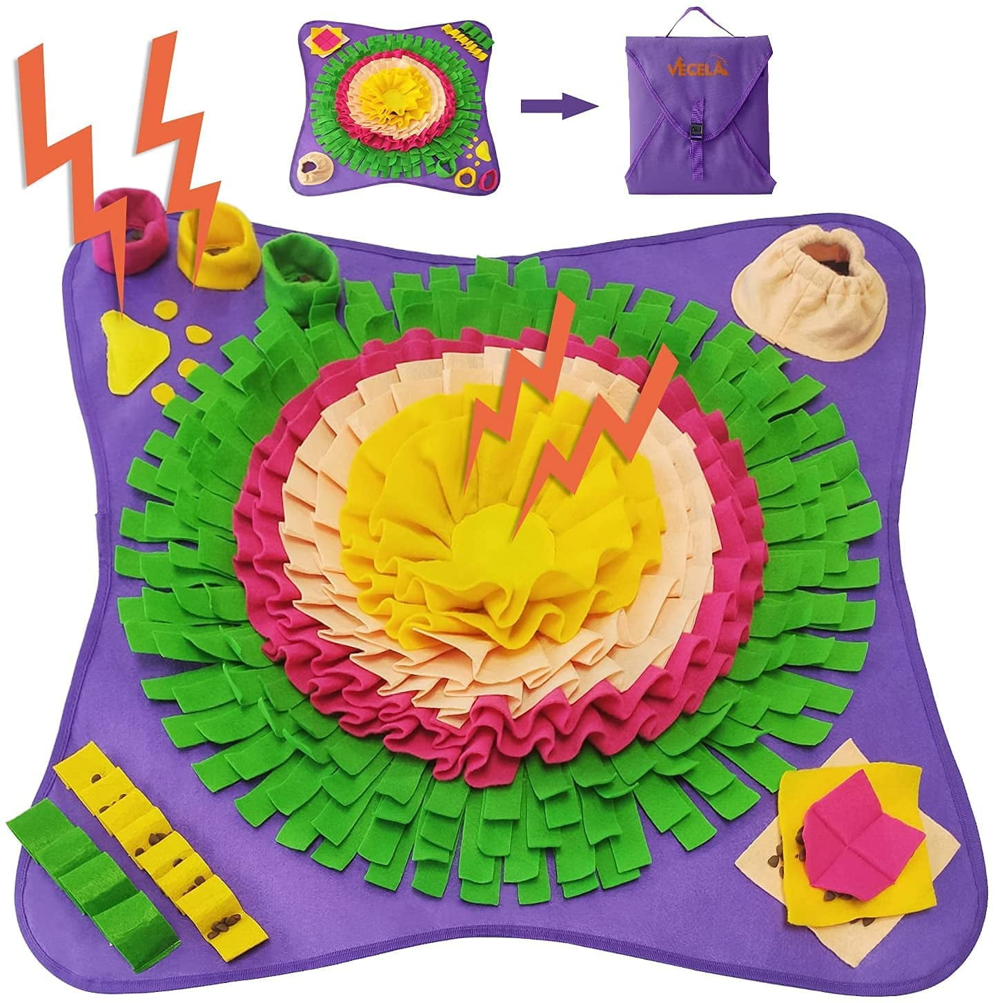 28.3" Pet Snuffle Foraging Mat, Dog Mental Puzzle Interactive ...