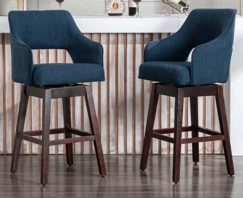 28" Fabric Counter Height Bar Stools Swivel Farmhouse Bar Stools with ...