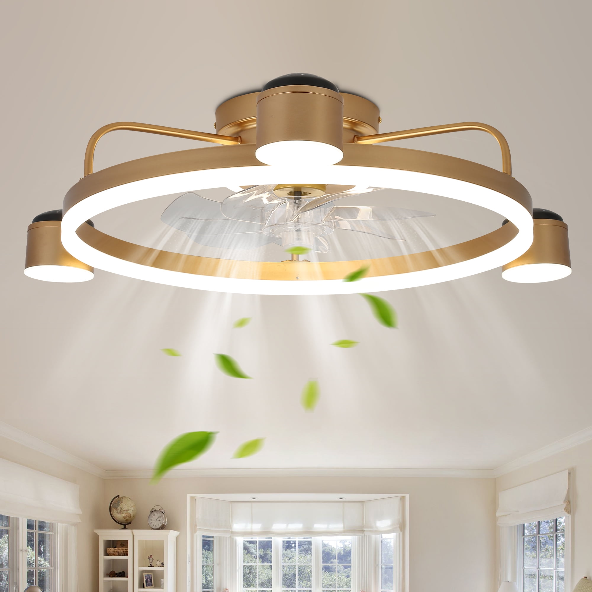 28.35" LED Ceiling Fan Modern Chandelier with Remote Control Reversible ...
