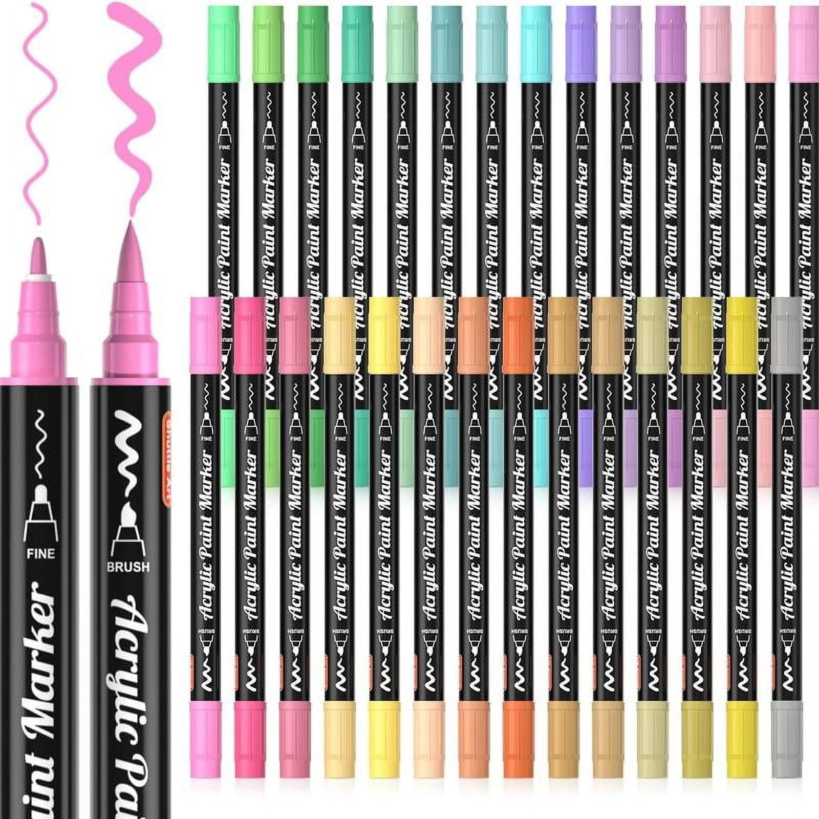 Art 28/36/48/60 Colors Dual Tip Acrylic Paint Markers, Brush/dot tip ...