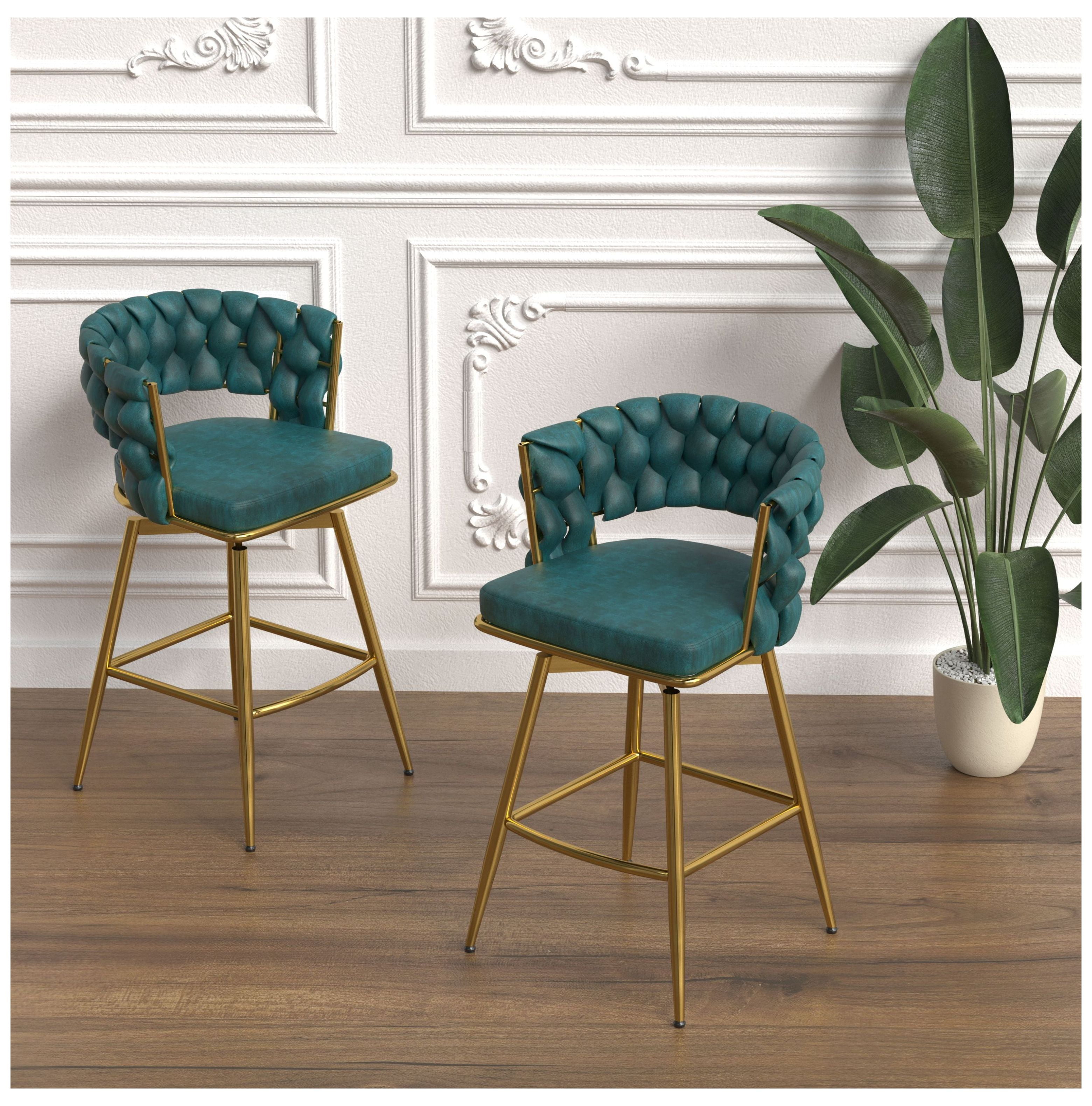 28" 360 Swivel Bar Stools Set of 2 Modern Swivel Bar Chairs, Barstools ...