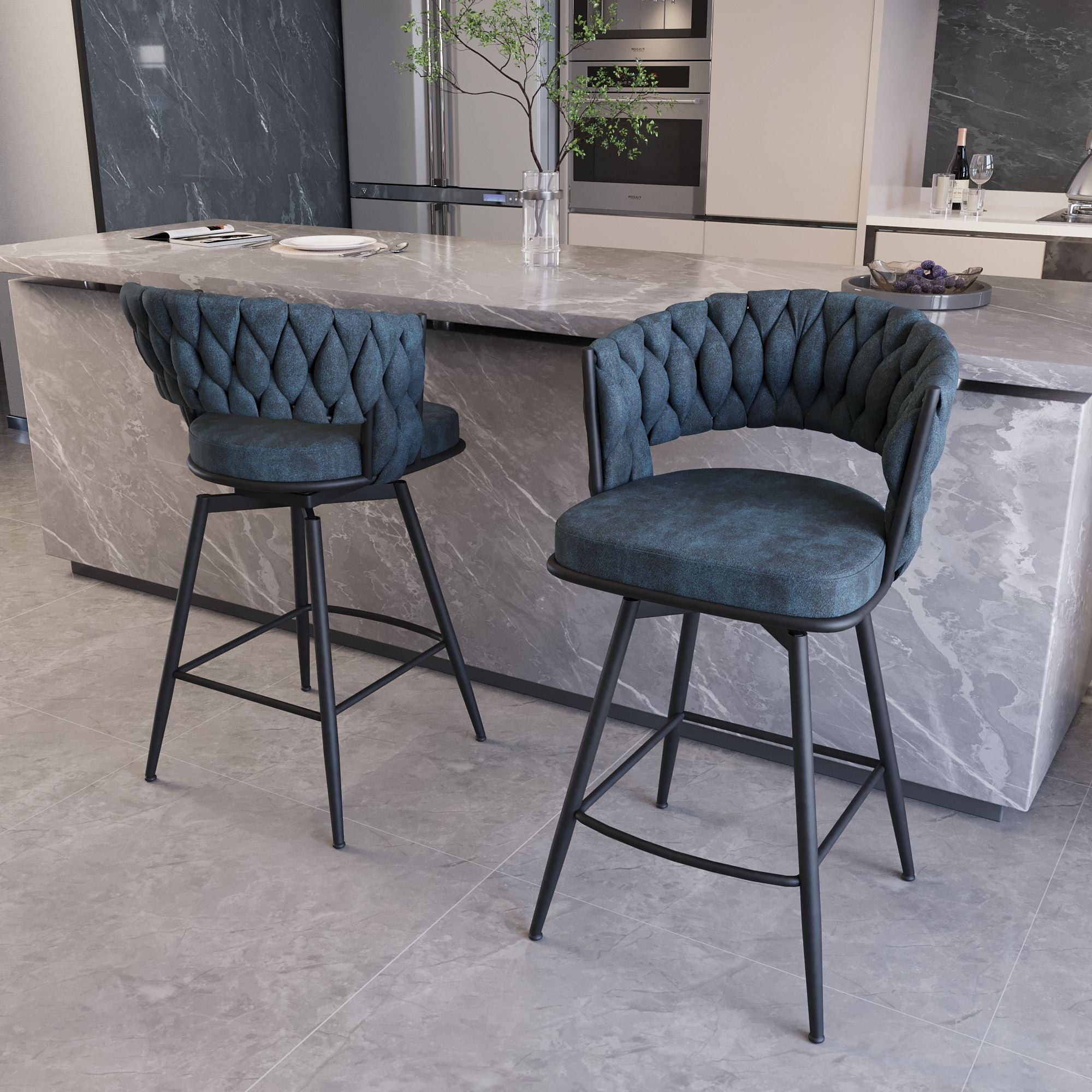 28" 360 Swivel Bar Stools Set of 2 Modern Swivel Bar Chairs, Barstools ...