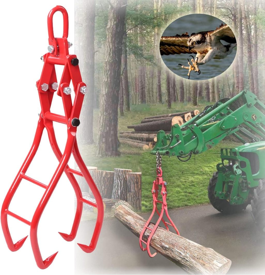 28" 4 Claw Log Grapple Logging Tongs Lifting Timber Lifting Tongs for ...