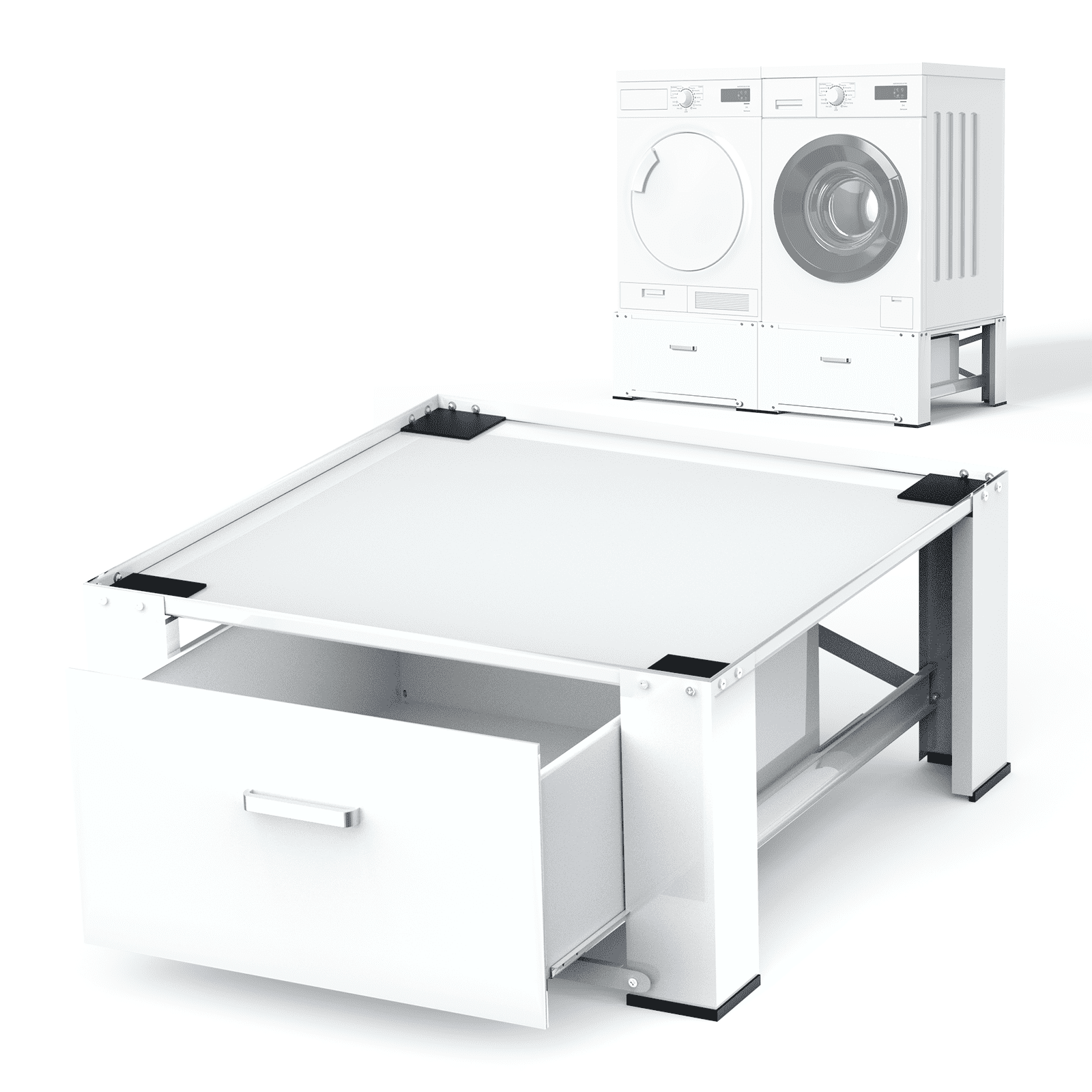 28.4" Washing Machine Pedestal with Drawer and Upper Panel Matalde ...