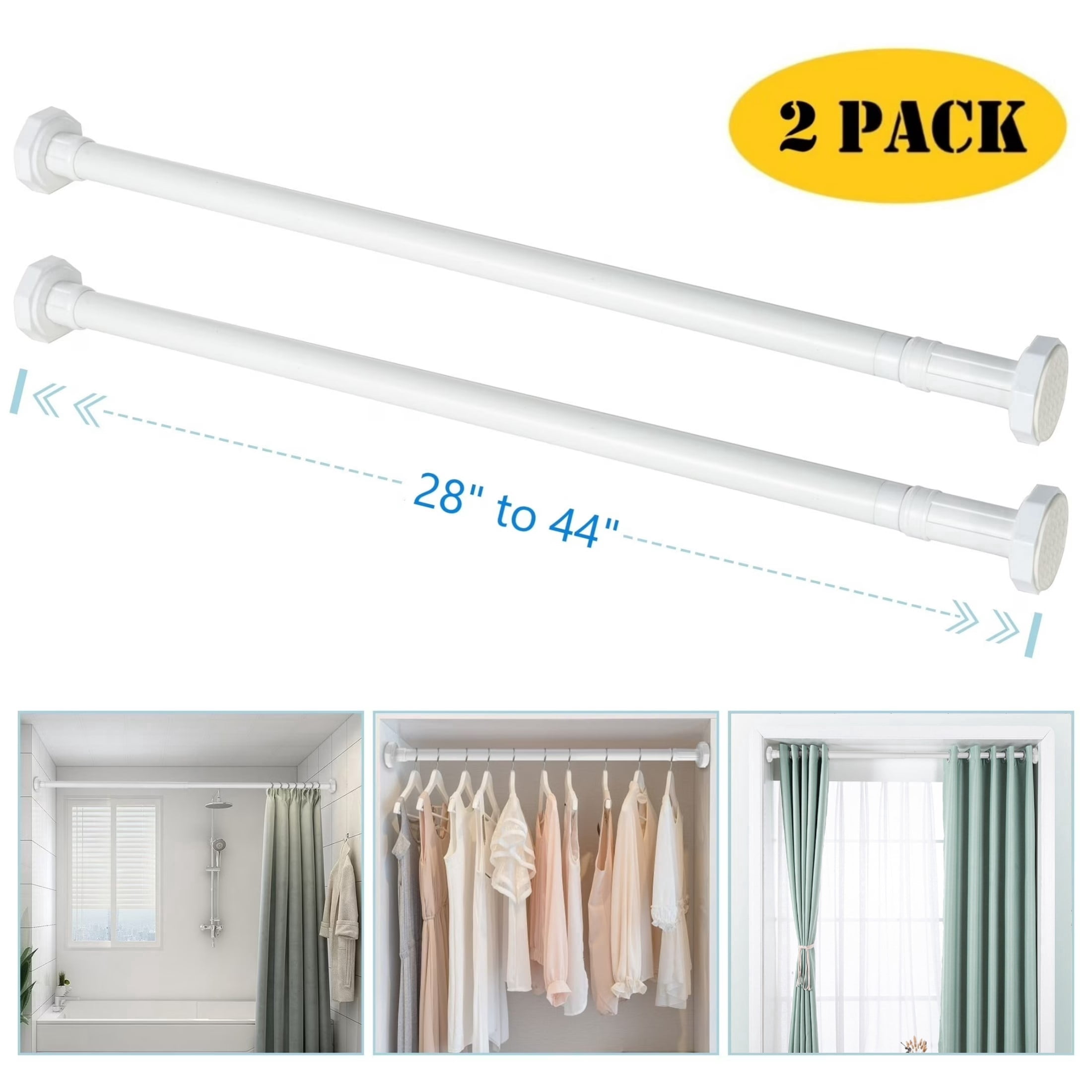 "28""-48"" Adjustable Tension Rod, Rust-Proof, No Drilling, for Closet ...