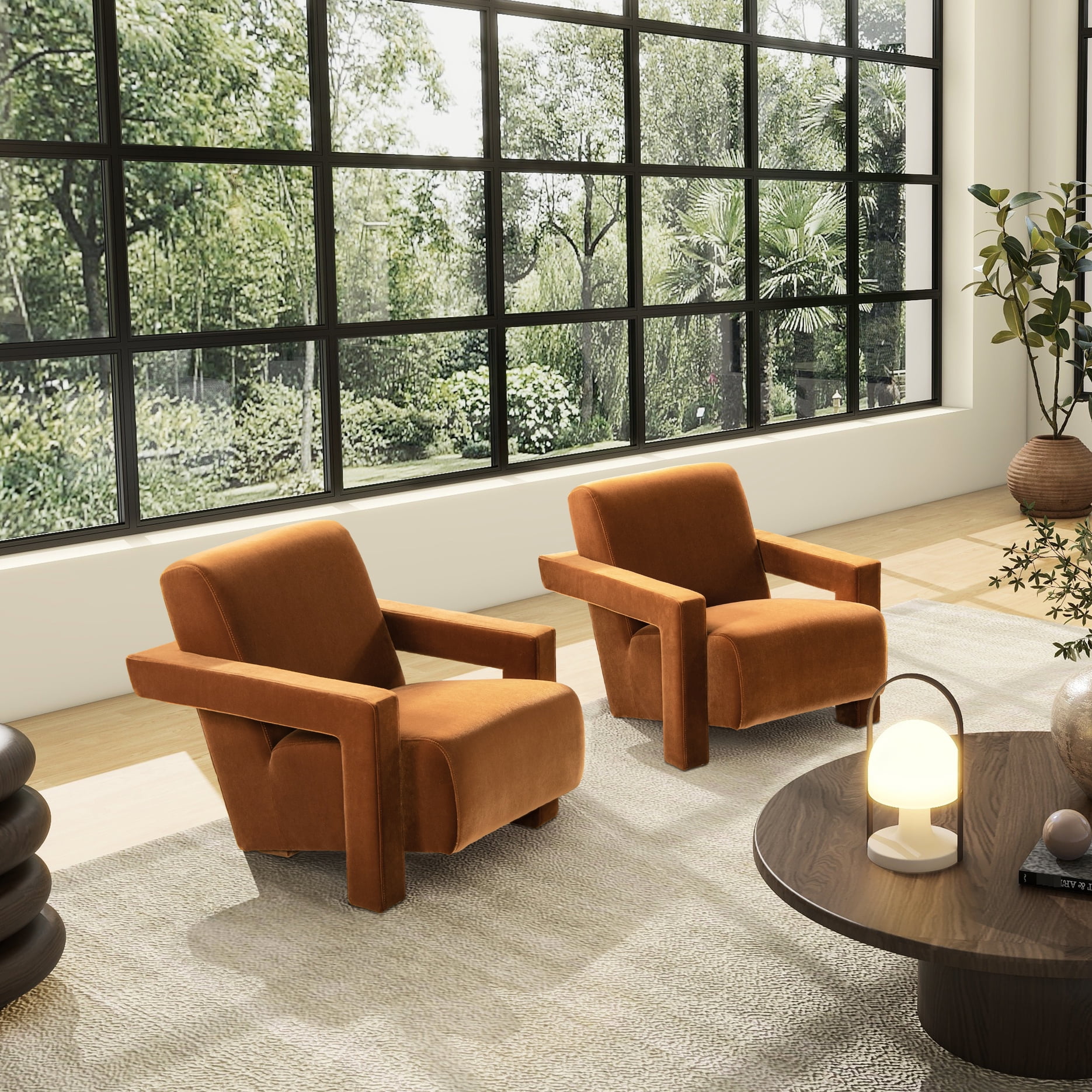 28.5" Accent Arm Chair In Burnt Orange Velvet, - And Comfortable ...