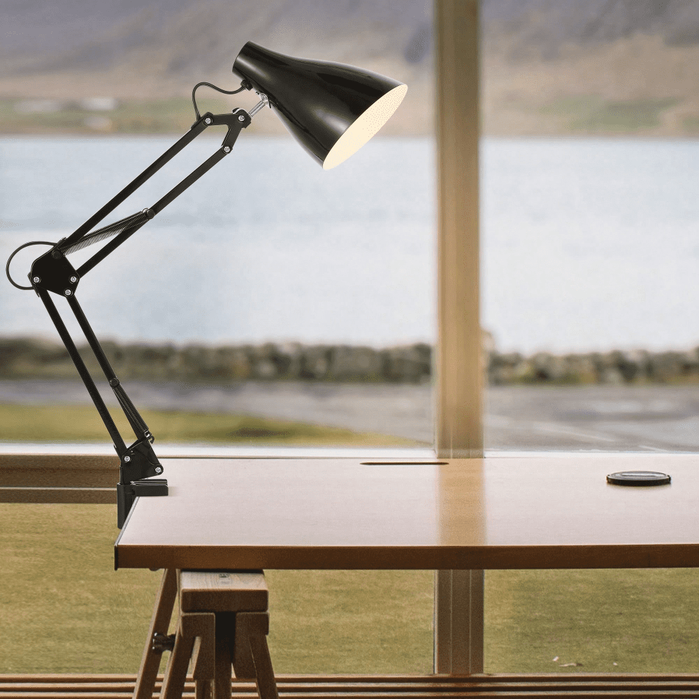 28.5" Classic Industrial Adjustable Articulated Clamp-On LED Task Lamp ...