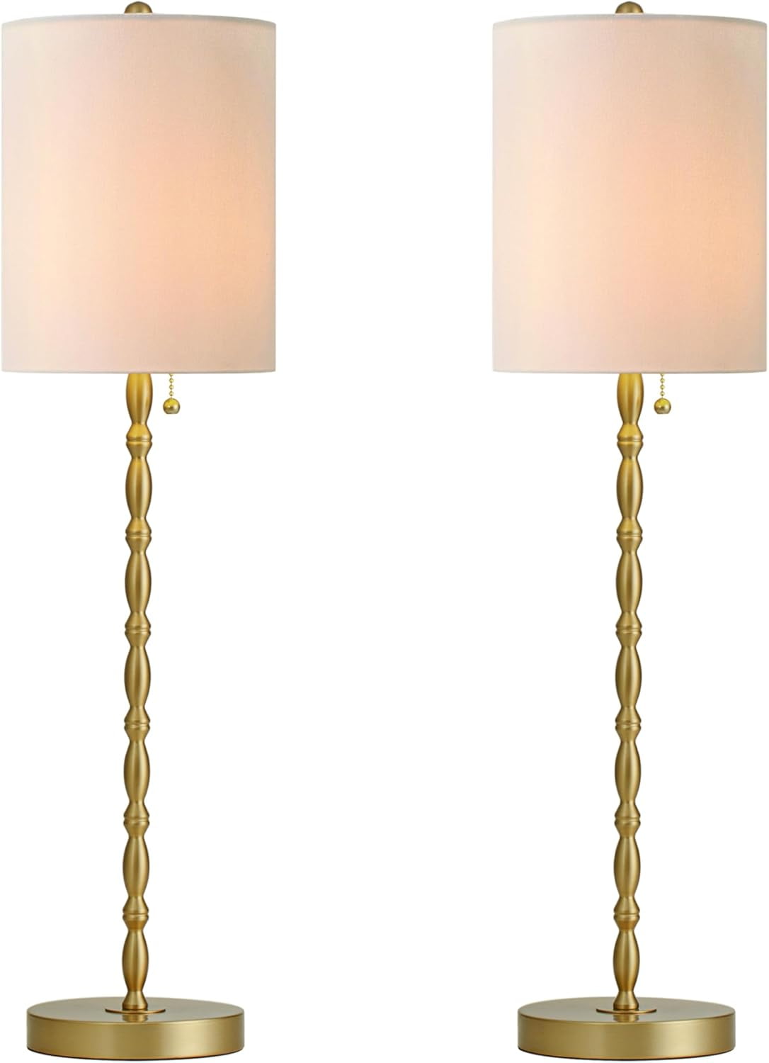 28.5"H Brushed brass Table Lamps Set of 2,UL Certified Buffet Lamps with Pull Chain Switch ...