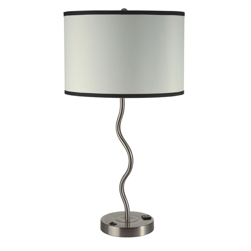 28.5" Wave Table Lamp with Convenient Outlet and Adjustable Bulb Socket ...