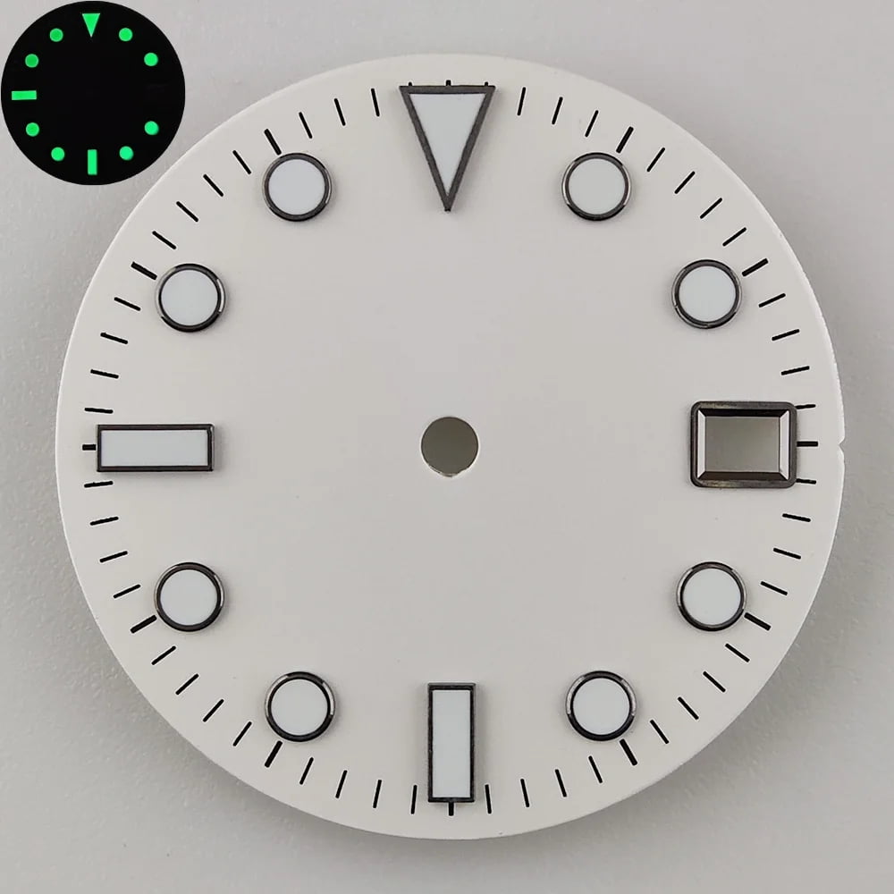 28.5mm White Watch Dial – Replacement Dial Compatible with NH35/NH36 ...