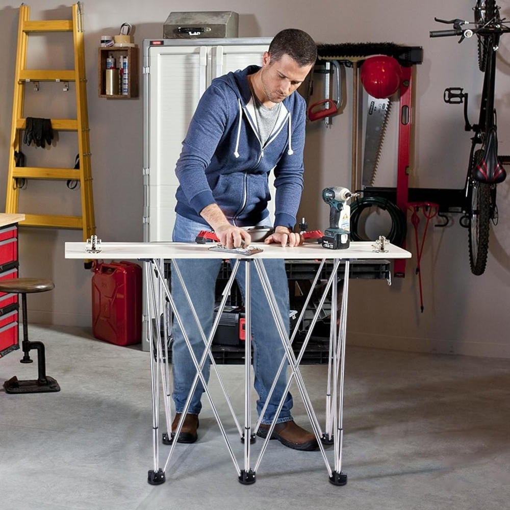 28.7" H Folding Work Table, 3.7x2ft Portable 6-Leg Centipede Work Table ...