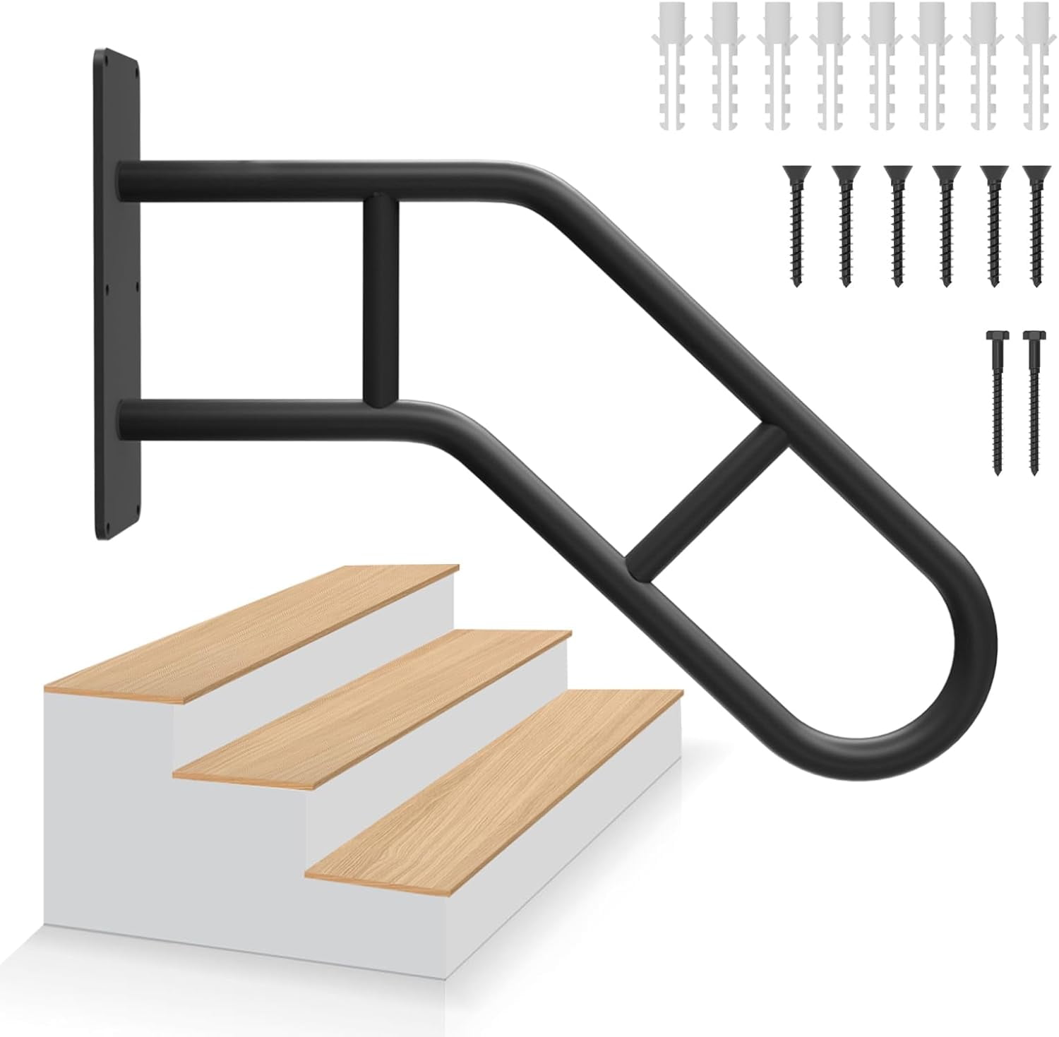 28.7” Safety Grab Bars for Stairs, Handrail for Outdoor Steps, U-Shaped ...