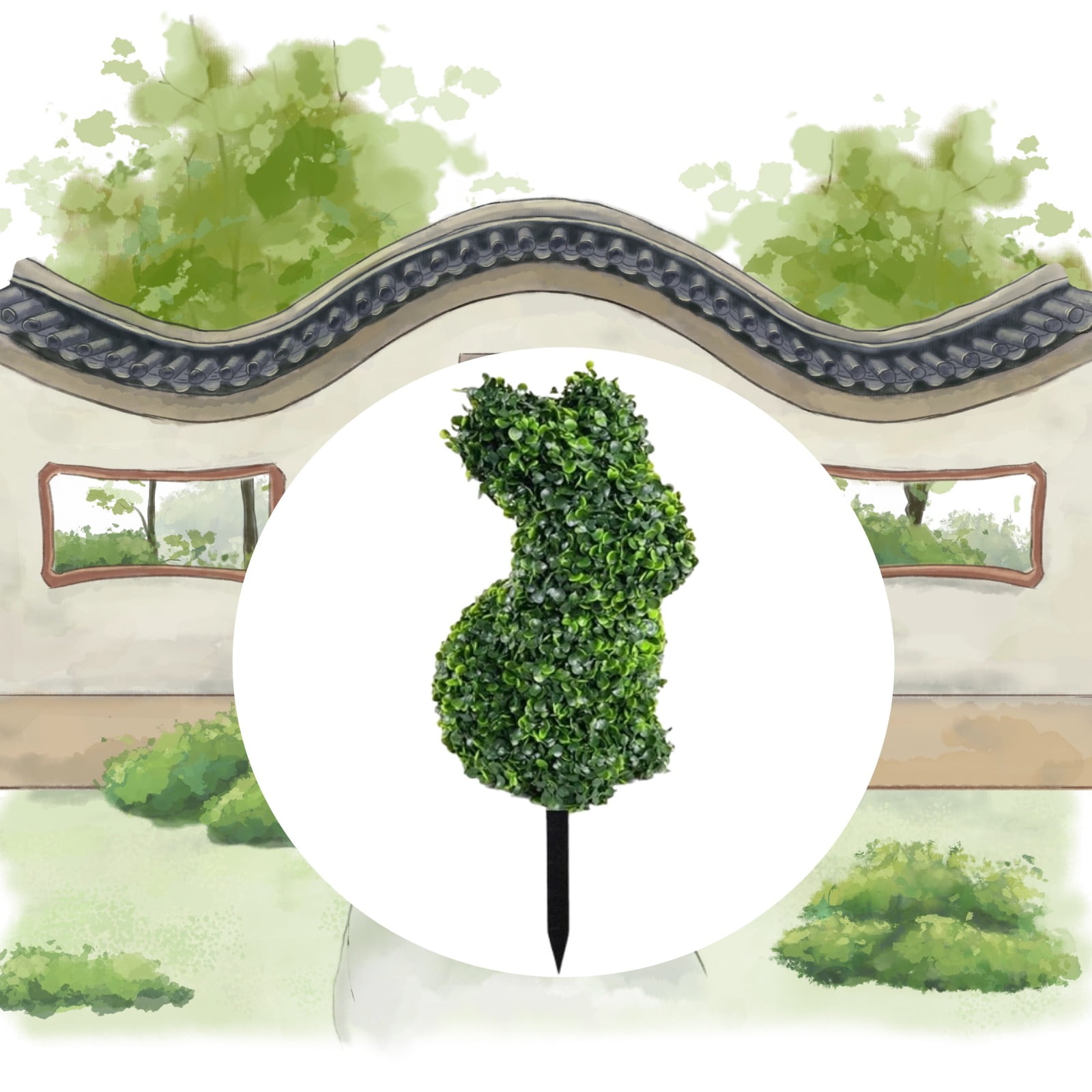 28.74'' Artificial Bunny Shaped Topiary Trees with Ground Spike ...