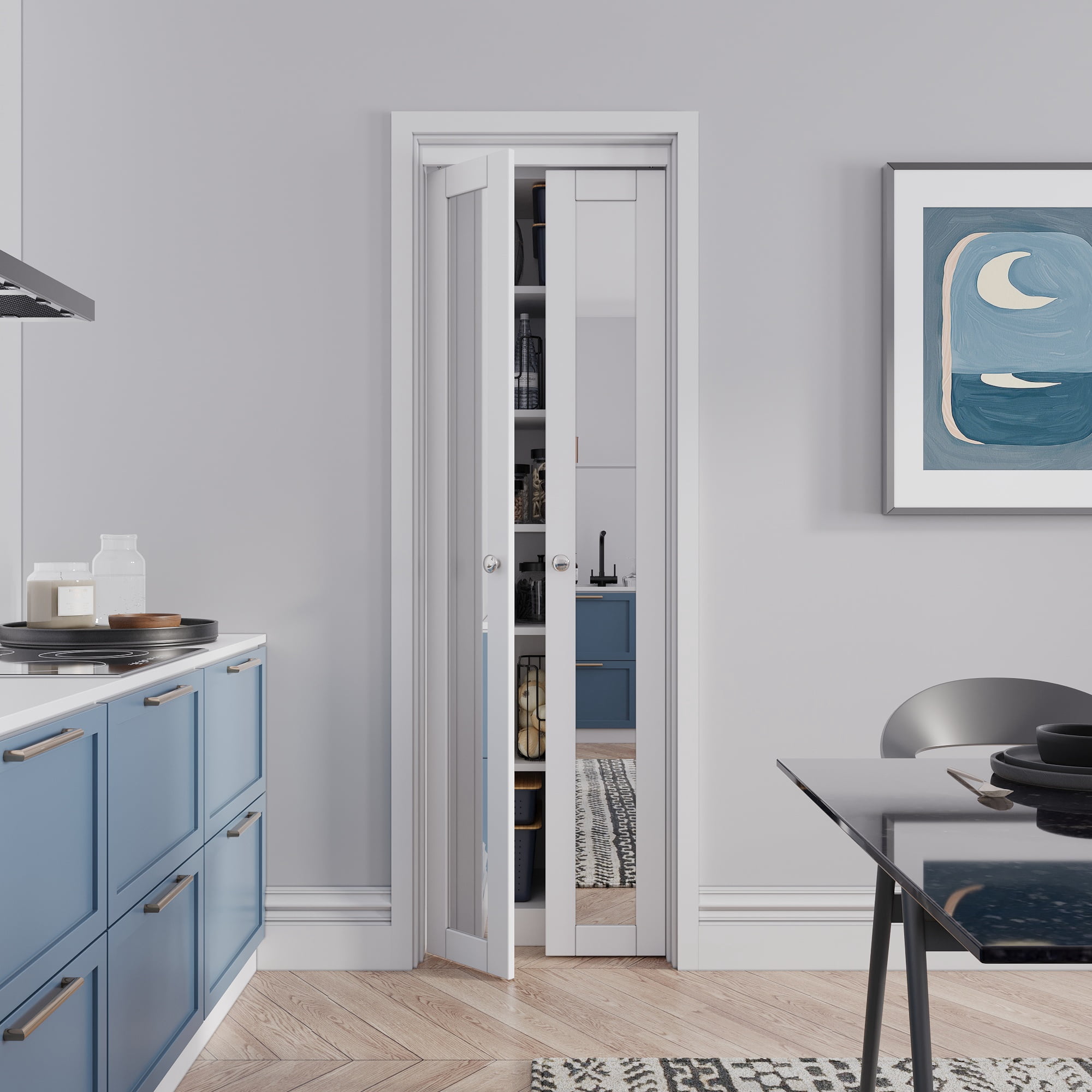 28"×80" Pivot-French or Bi-fold Mirrored Door Solid Manufactured Wood ...