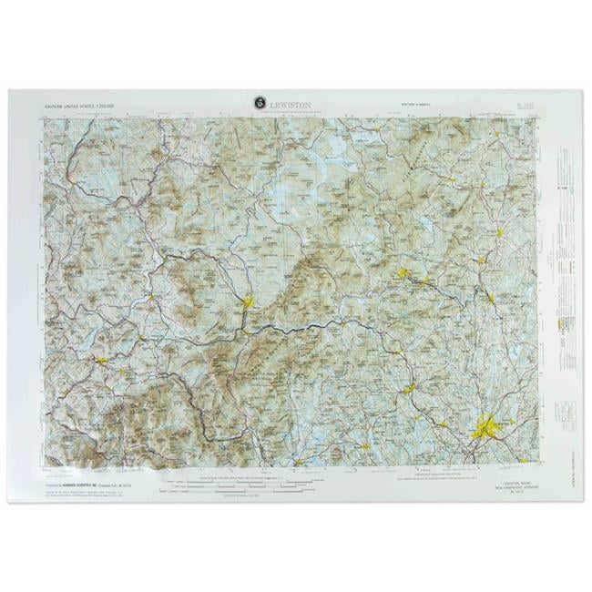 28.875 x 21 in. Lewiston, ME Regional Raised Relief Map by Hubbard ...